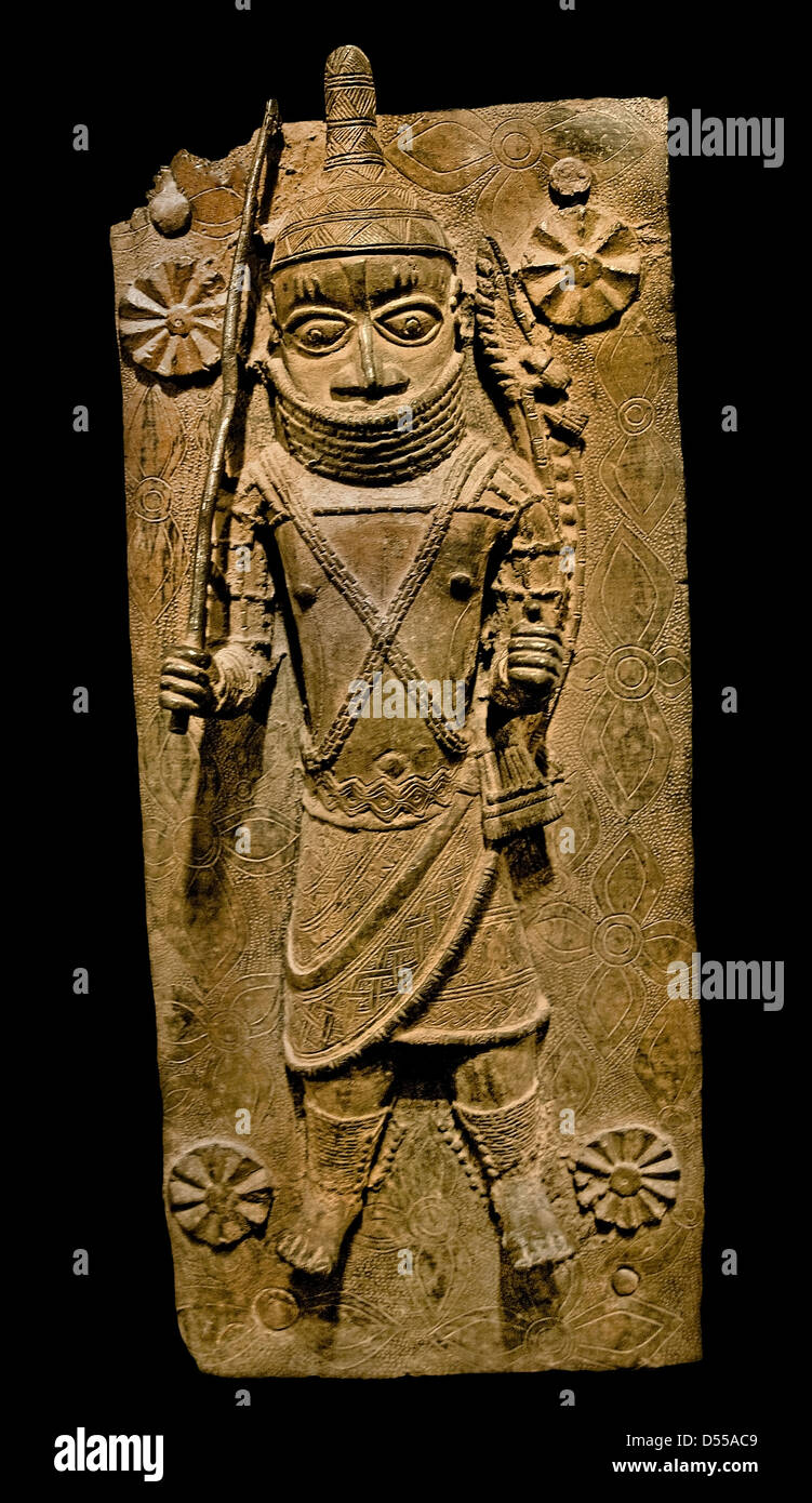 Bronze Brass plaque showing the Oba of Benin with attendants Edo ...