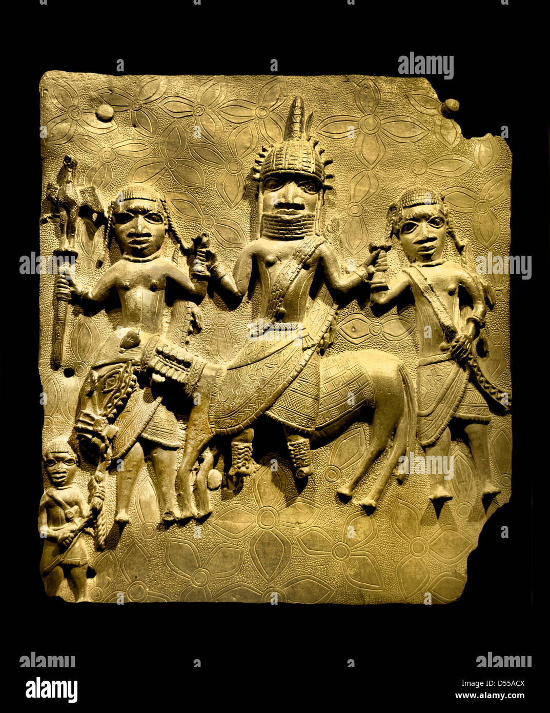 Bronze Brass plaque showing the Oba of Benin with attendants Edo ...