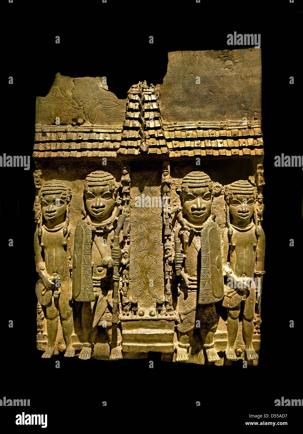 Bronze Brass plaque showing the Oba of Benin with attendants Edo ...
