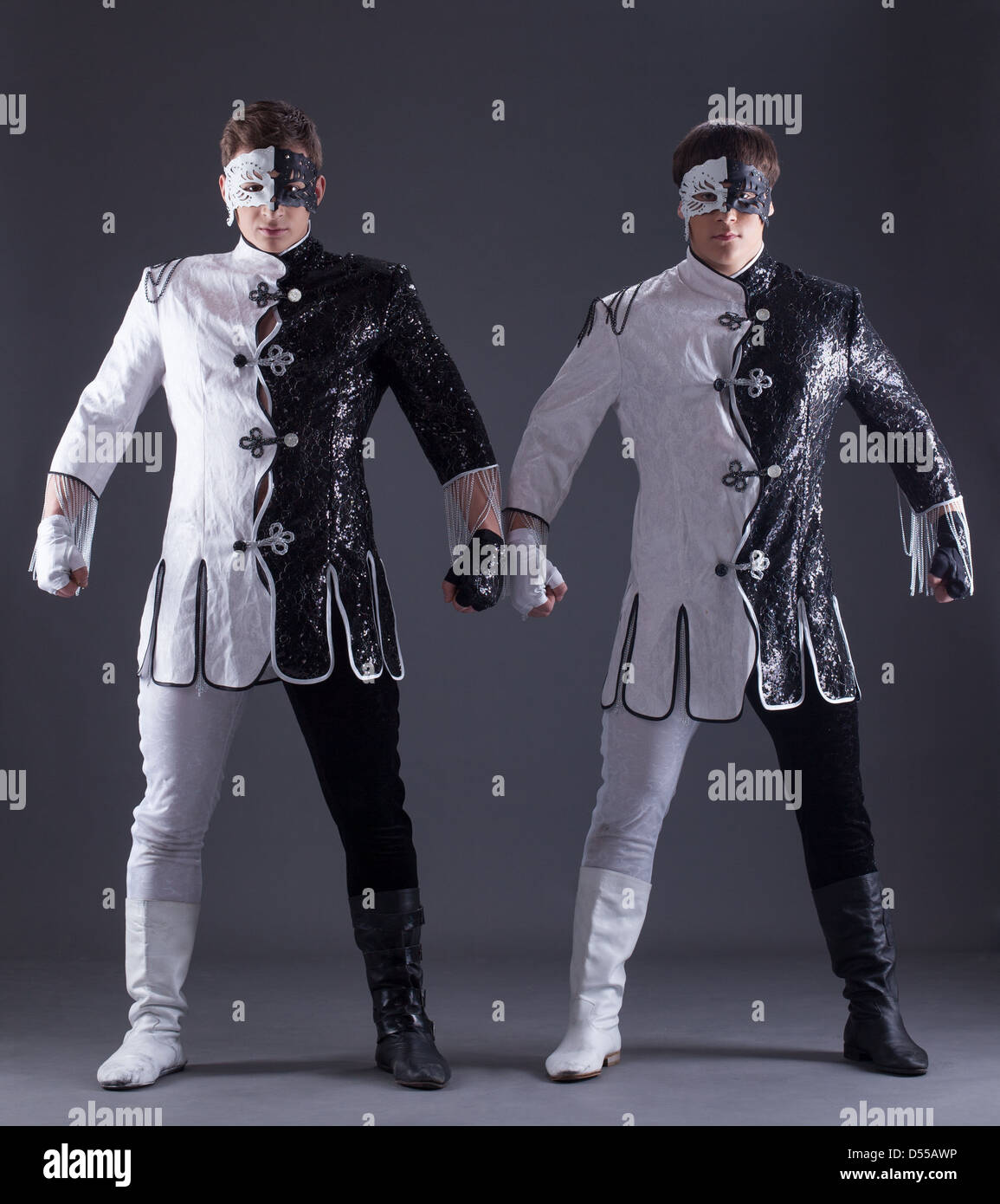 two young guys in theater costumes Stock Photo - Alamy