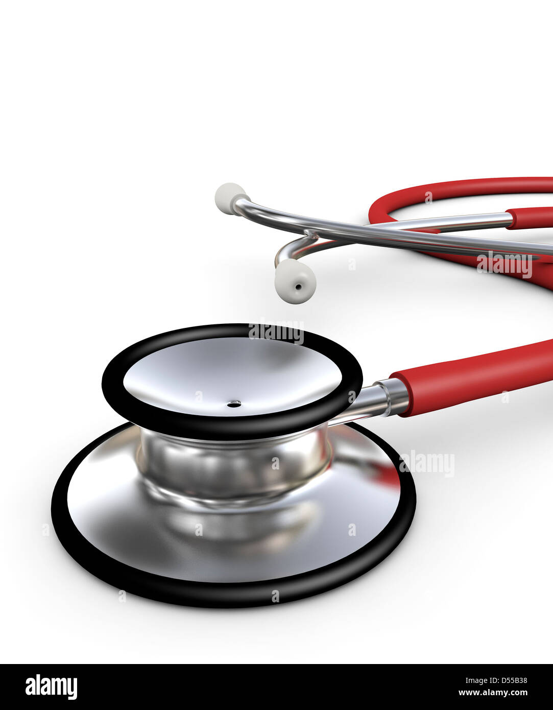 Red stethoscope isolated on white (3D render Stock Photo - Alamy