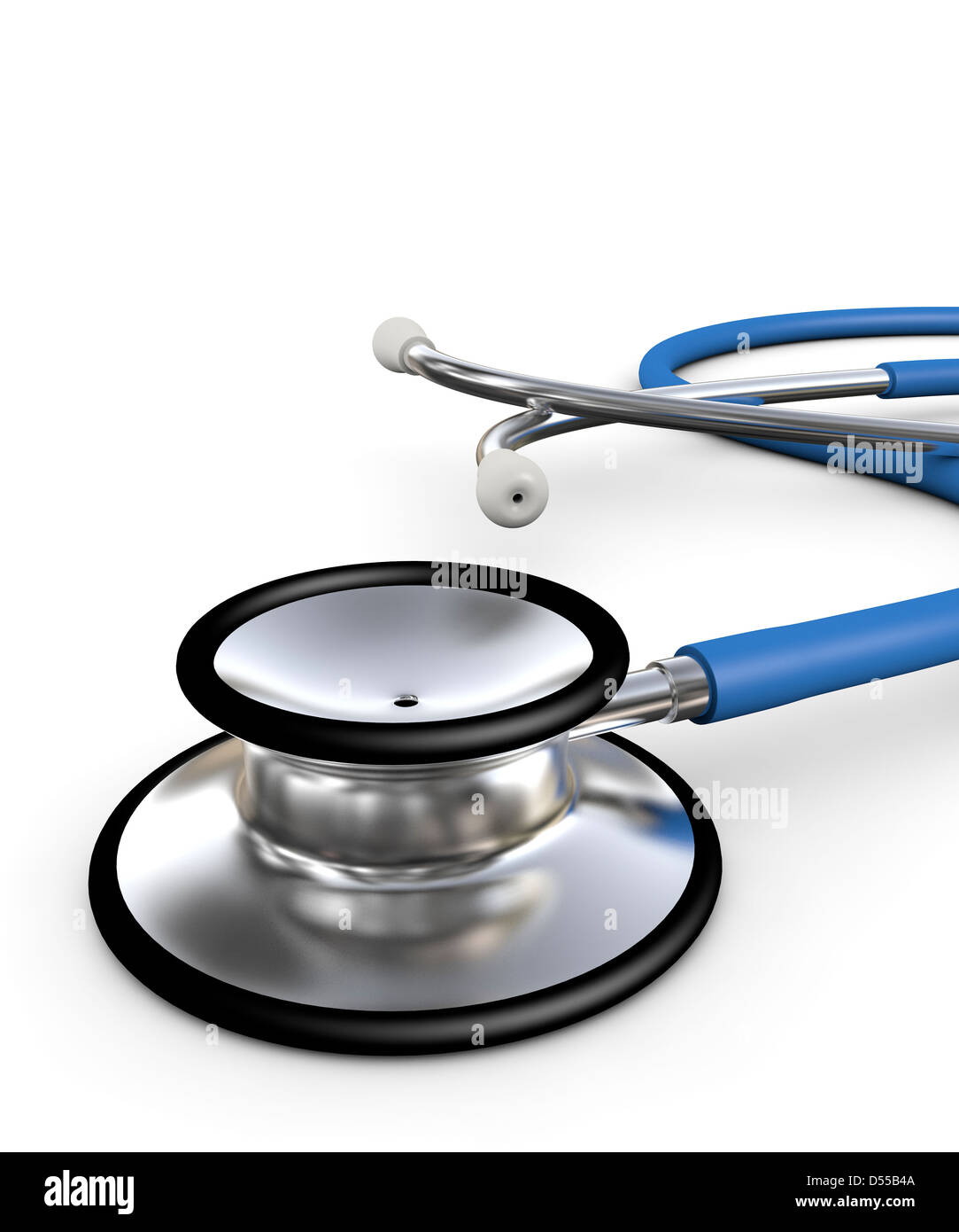 Blue stethoscope isolated on white (3D render Stock Photo - Alamy
