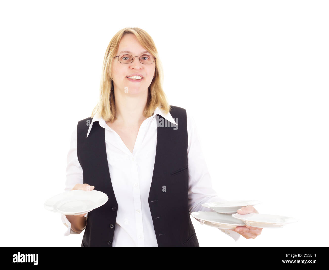 Waitress with plates Stock Photo - Alamy