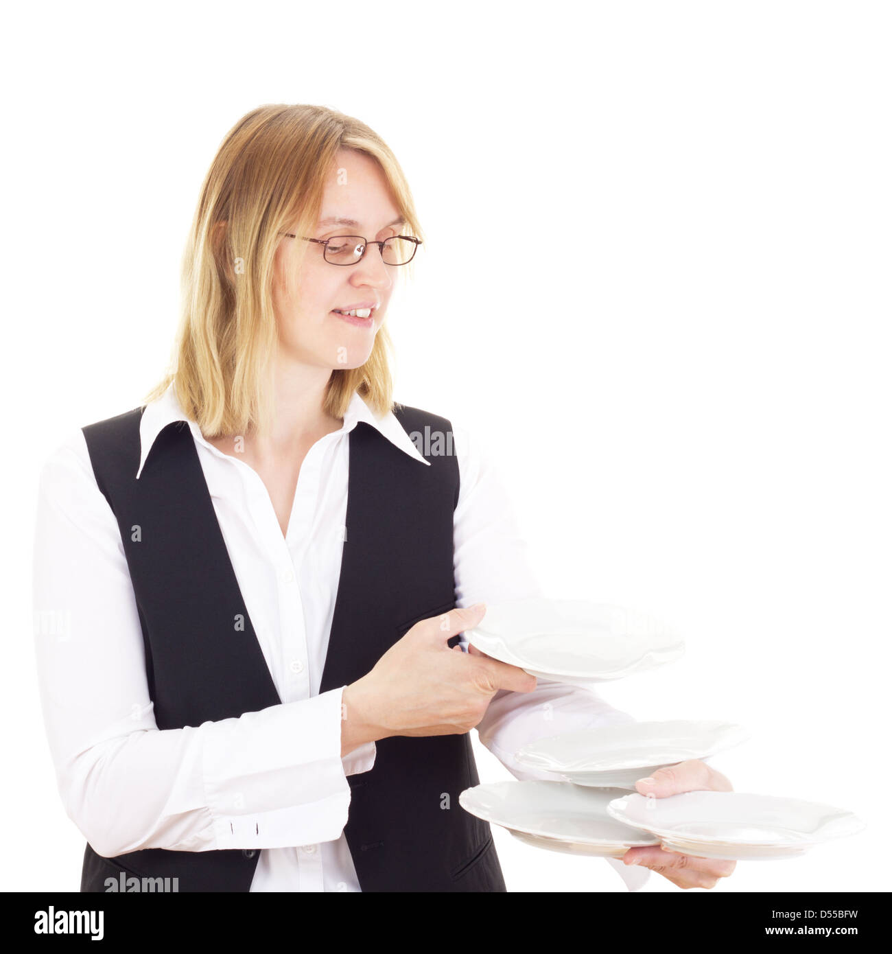 Waitress with plates Stock Photo - Alamy