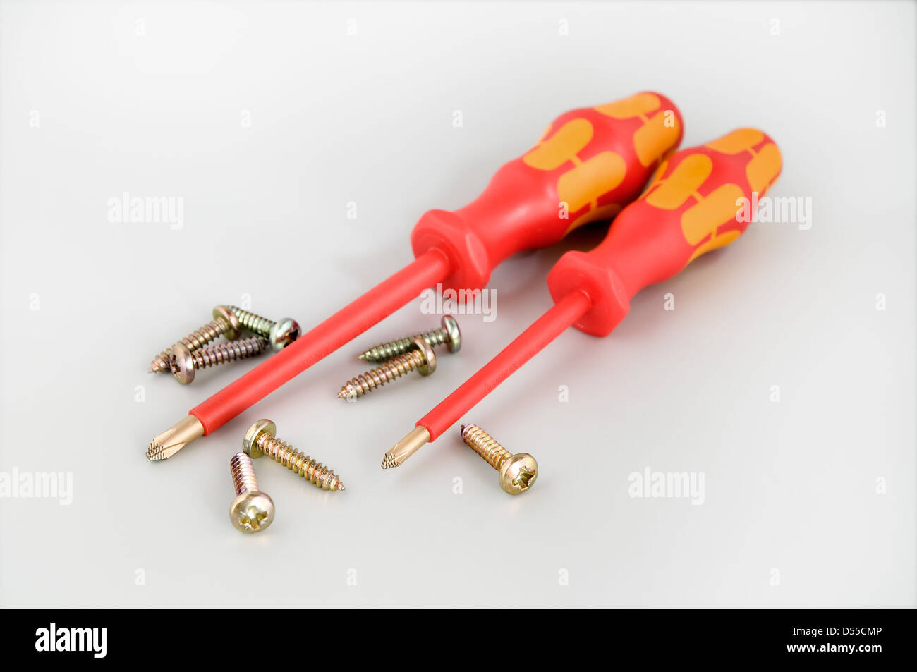 Screwdrivers and screws are photographed close-up Stock Photo - Alamy