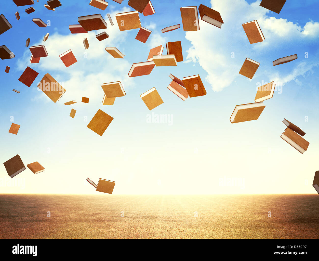 3d image of flying books Stock Photo - Alamy