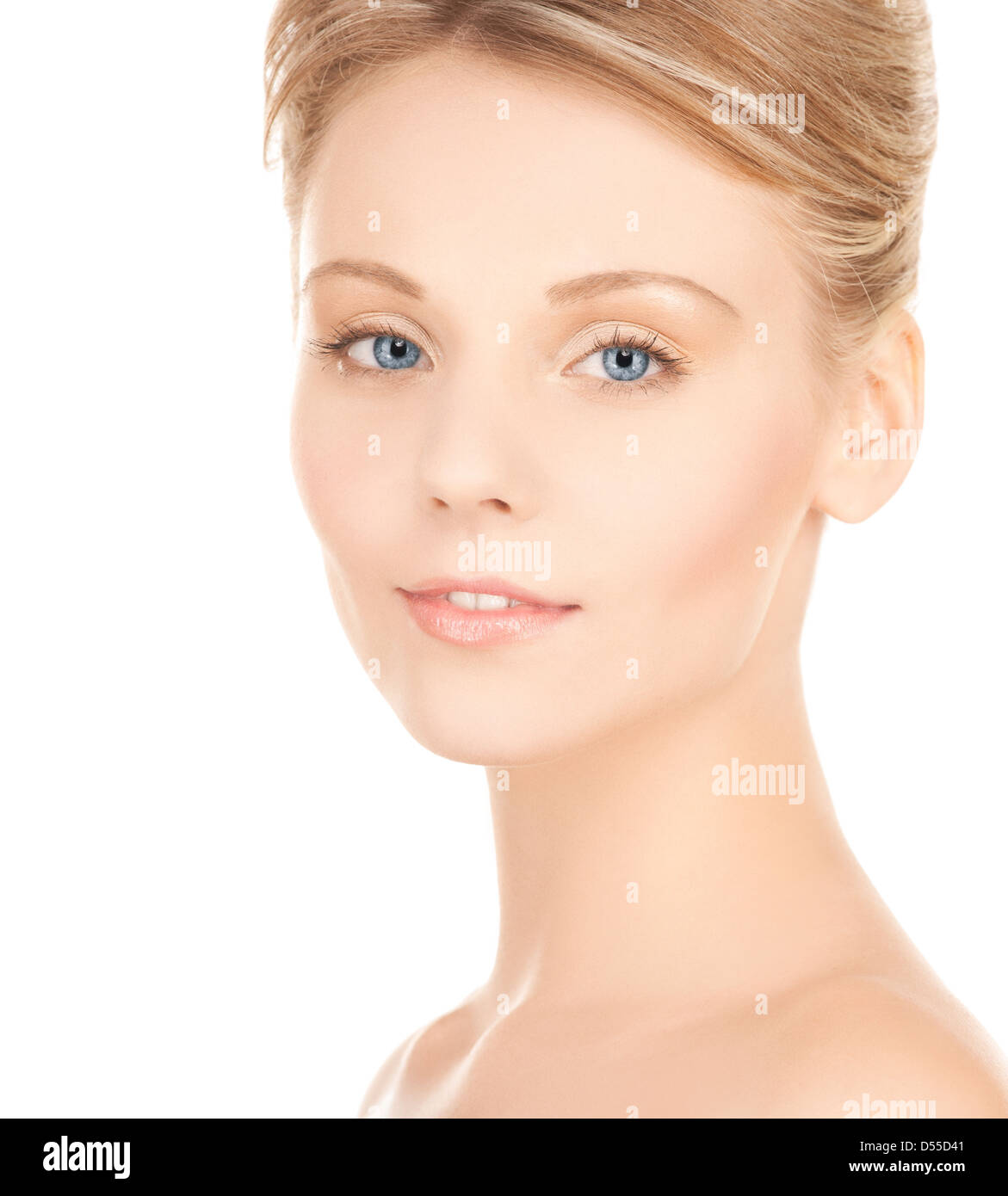 face of beautiful woman with updo hair Stock Photo - Alamy