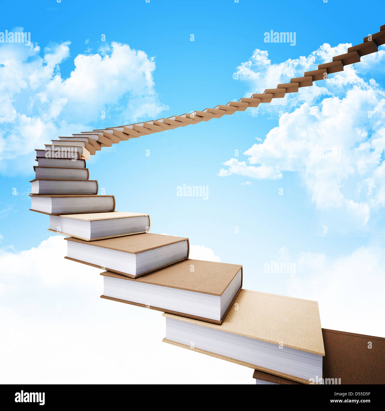 3d book stair and blue sky Stock Photo - Alamy