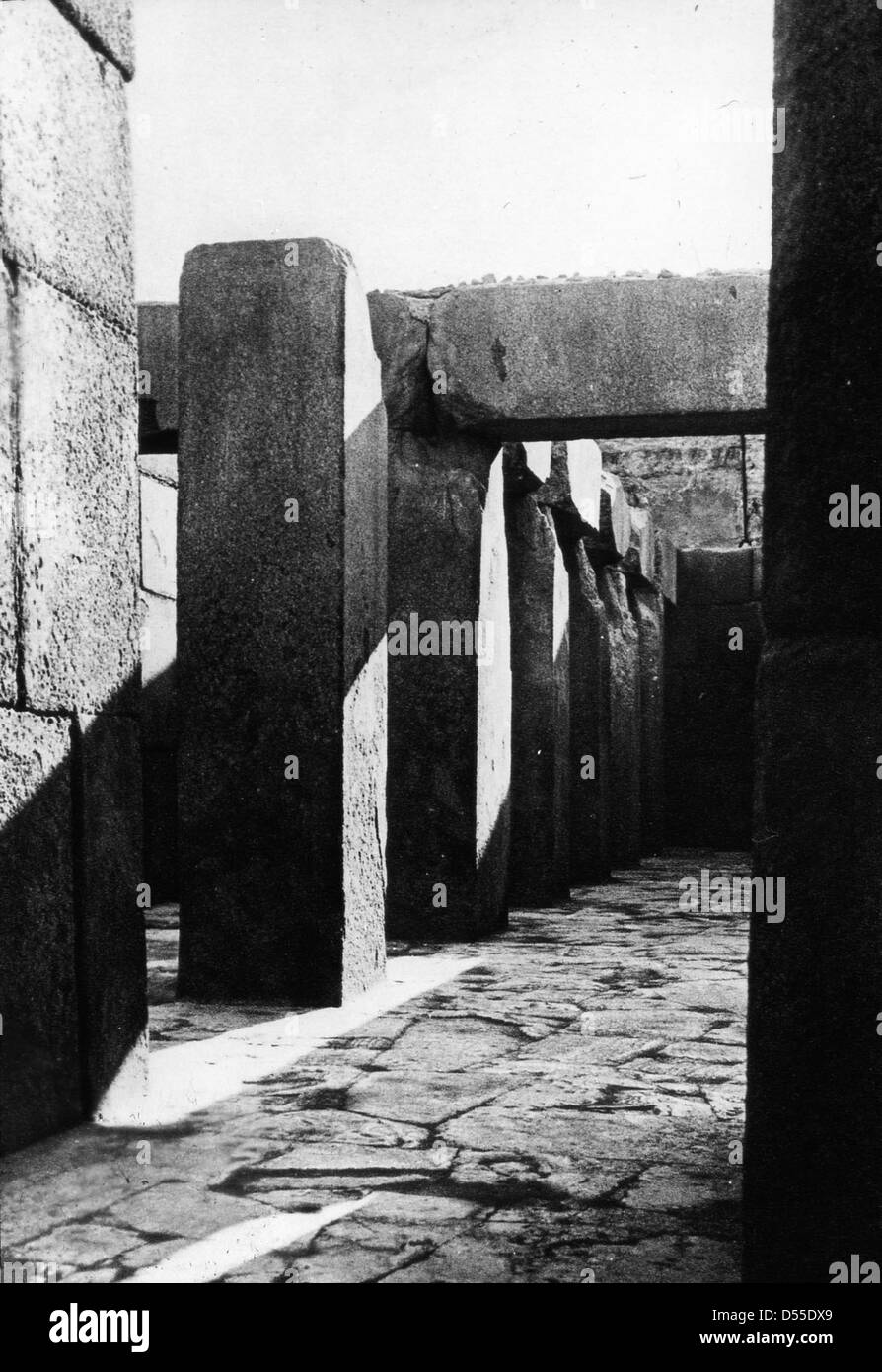 A photograph of the Giza pyramids and surrounding structures in Egypt ...