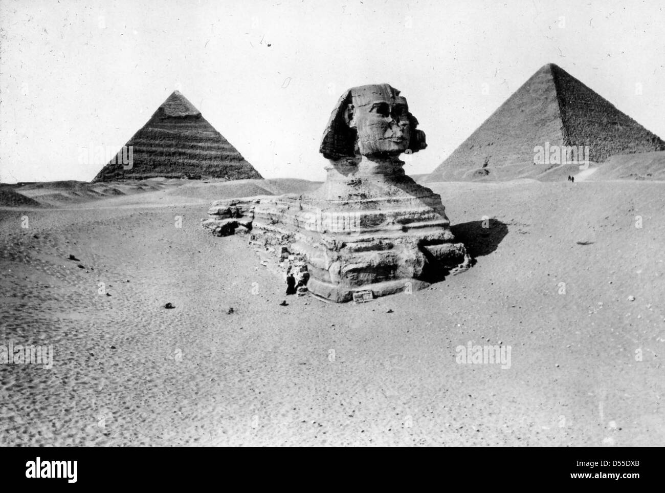 This photograph captures the buried Sphinx in Gizeh, Egypt, before ...