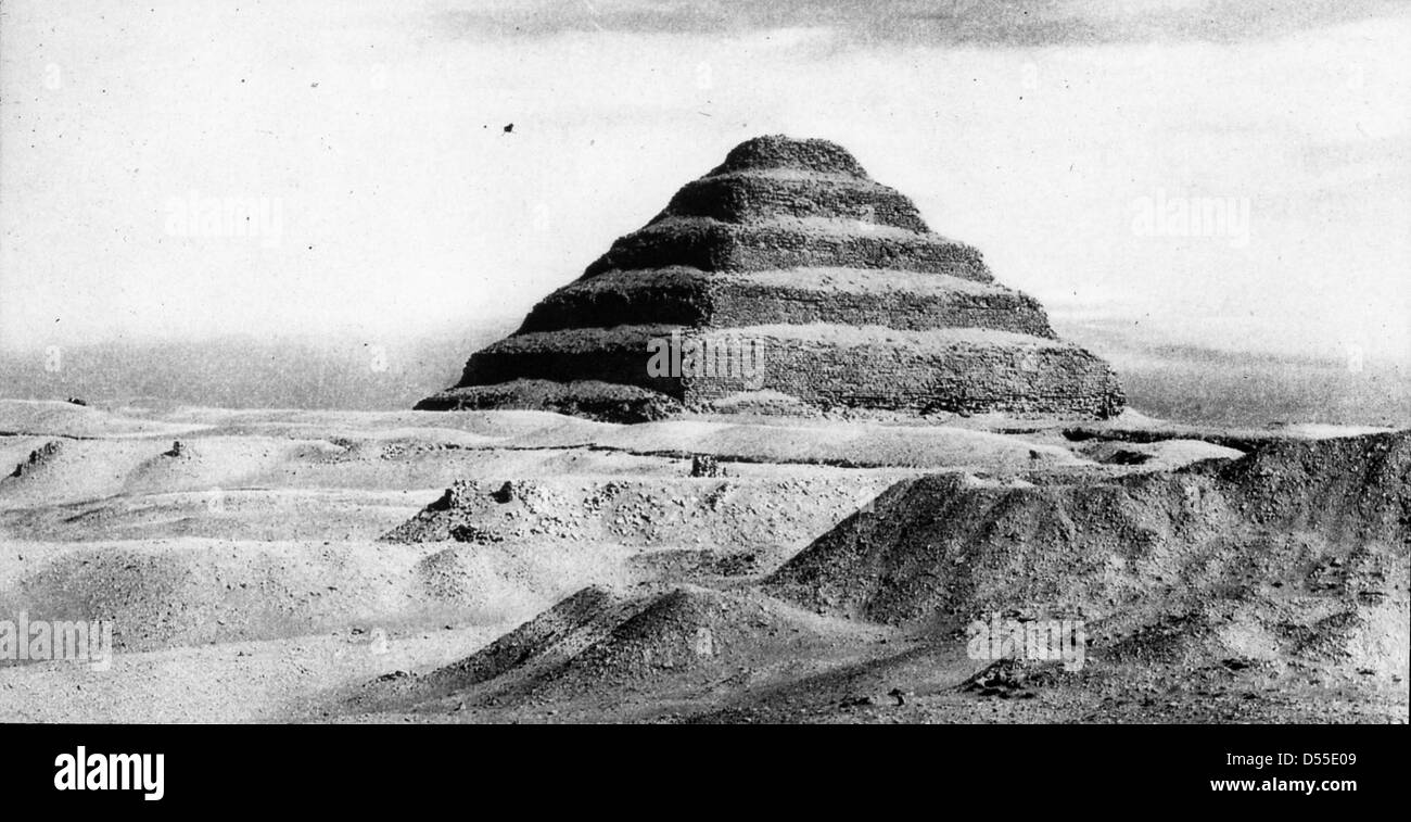 An image of the Sakkara necropolis in Egypt, showing the step pyramid ...