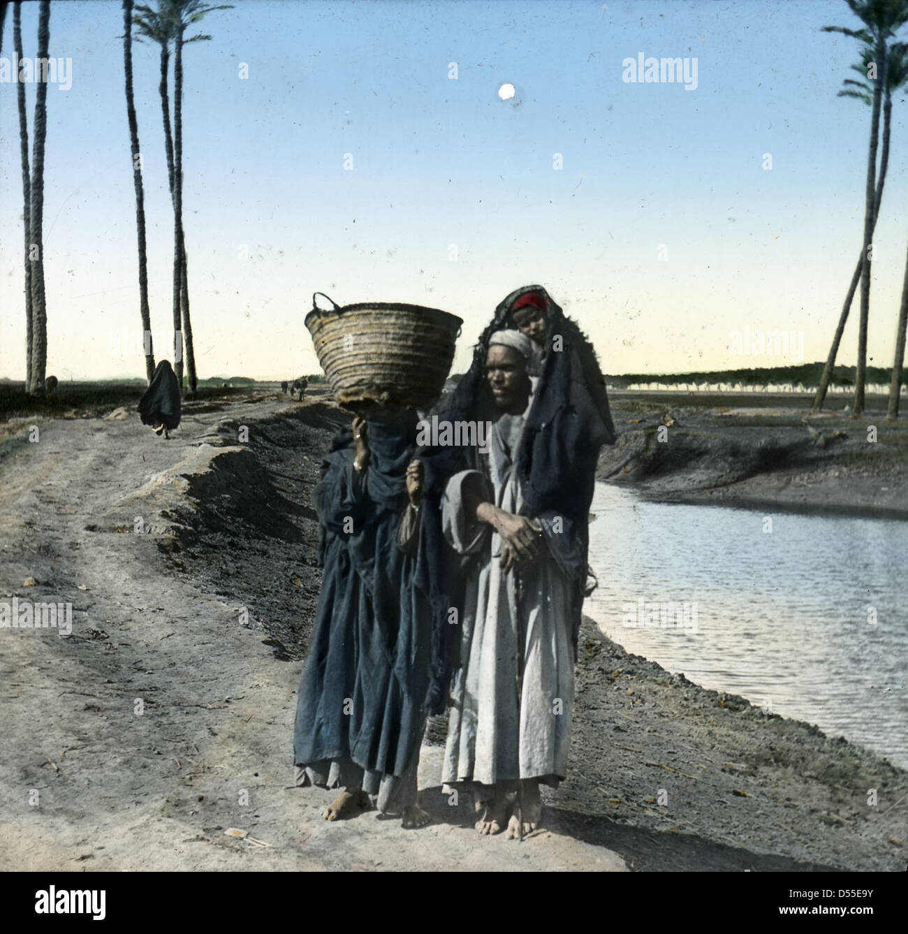 A family of Arab descent in Gizeh, Egypt, featuring a man with his wife ...