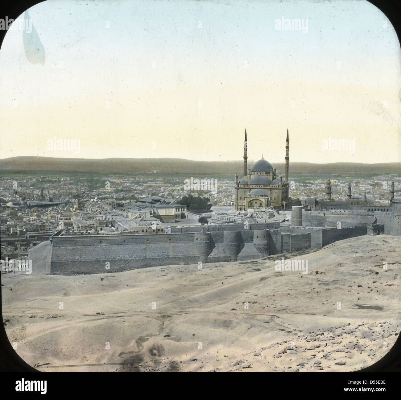 A panoramic view of Cairo from the Mokattam Hills in Egypt. The ...