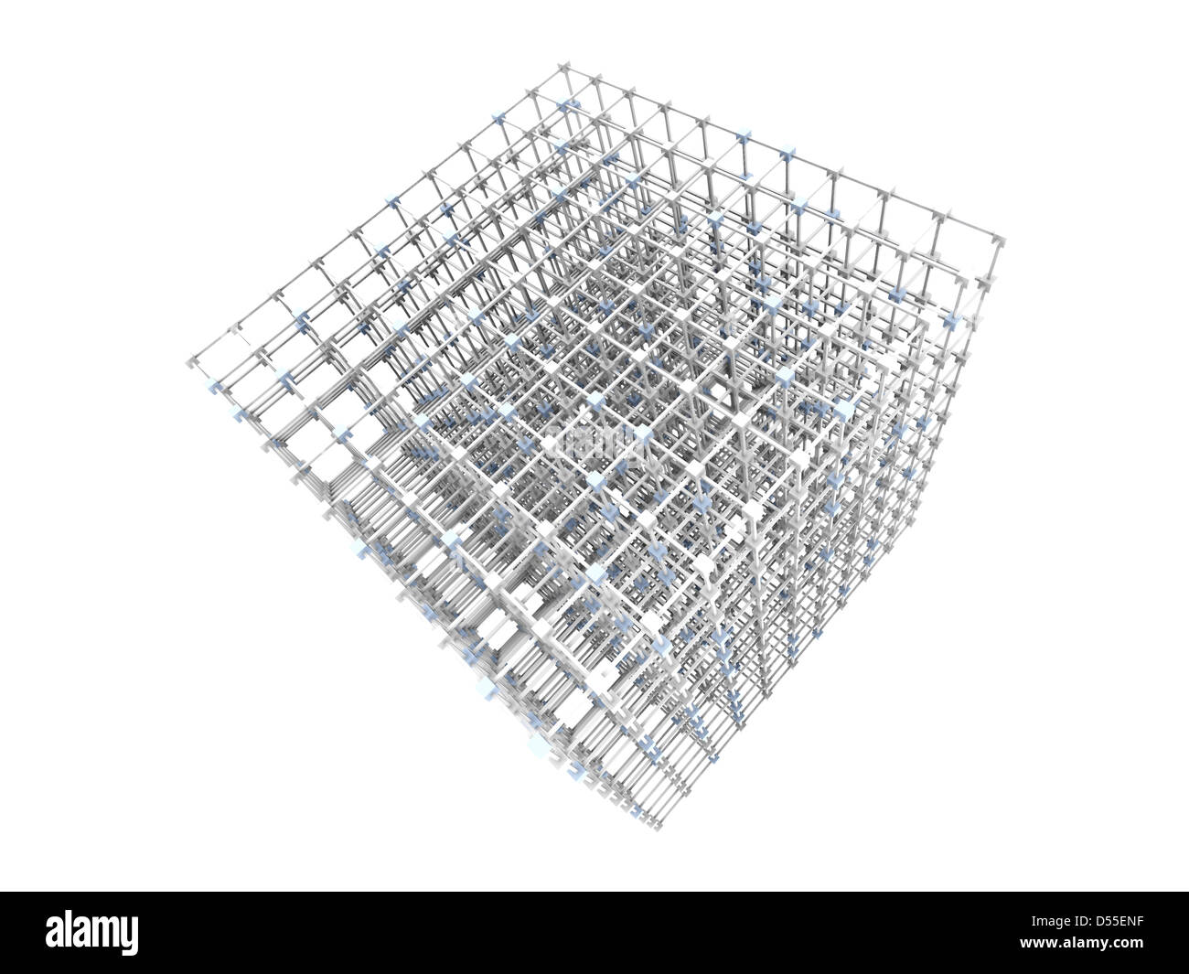 3D rendered Illustration. A 3 dimensional grid. Isolated on white Stock ...