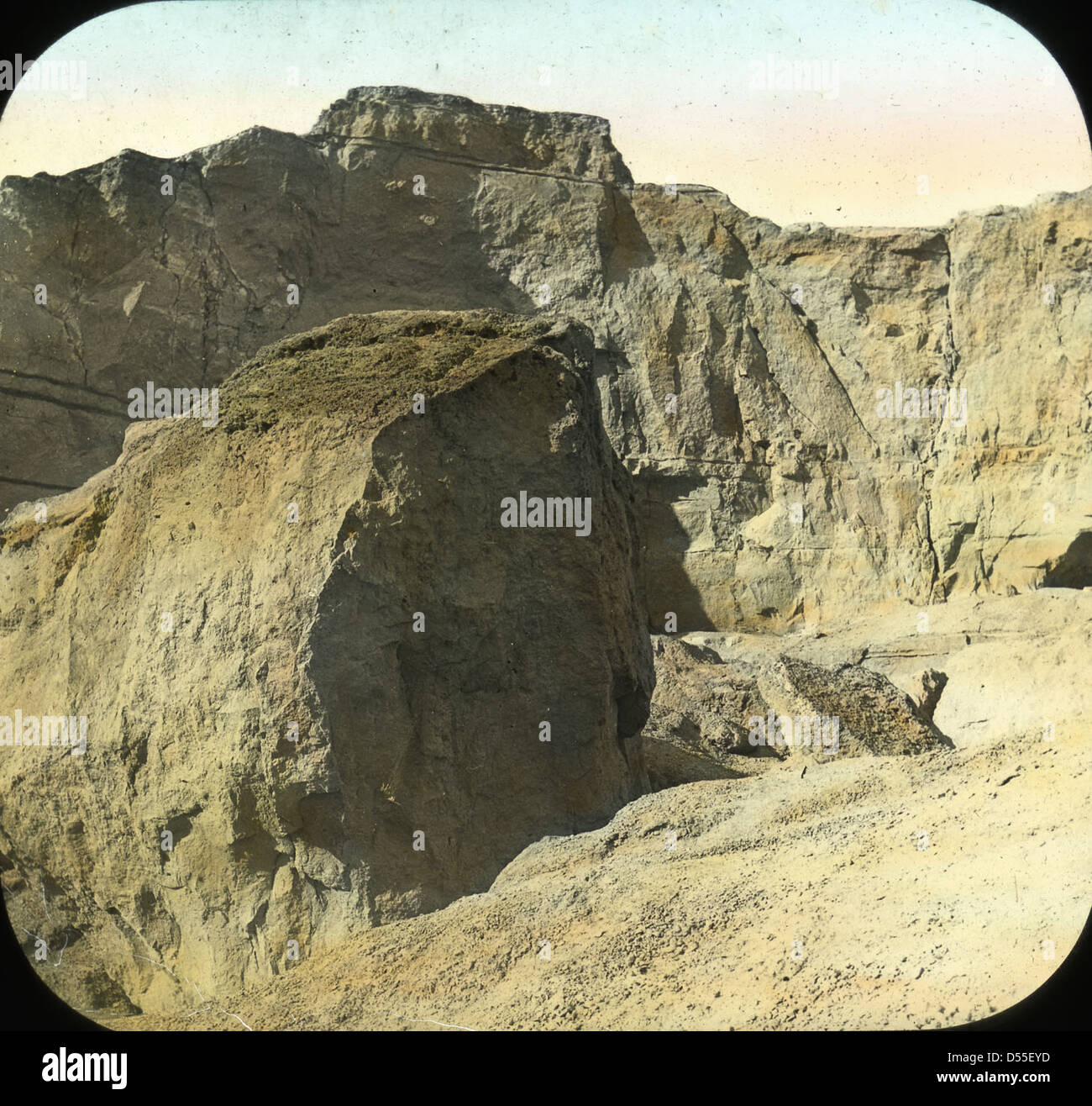 A photograph of a quarry in the Mokattam Hills near Cairo, Egypt. The ...