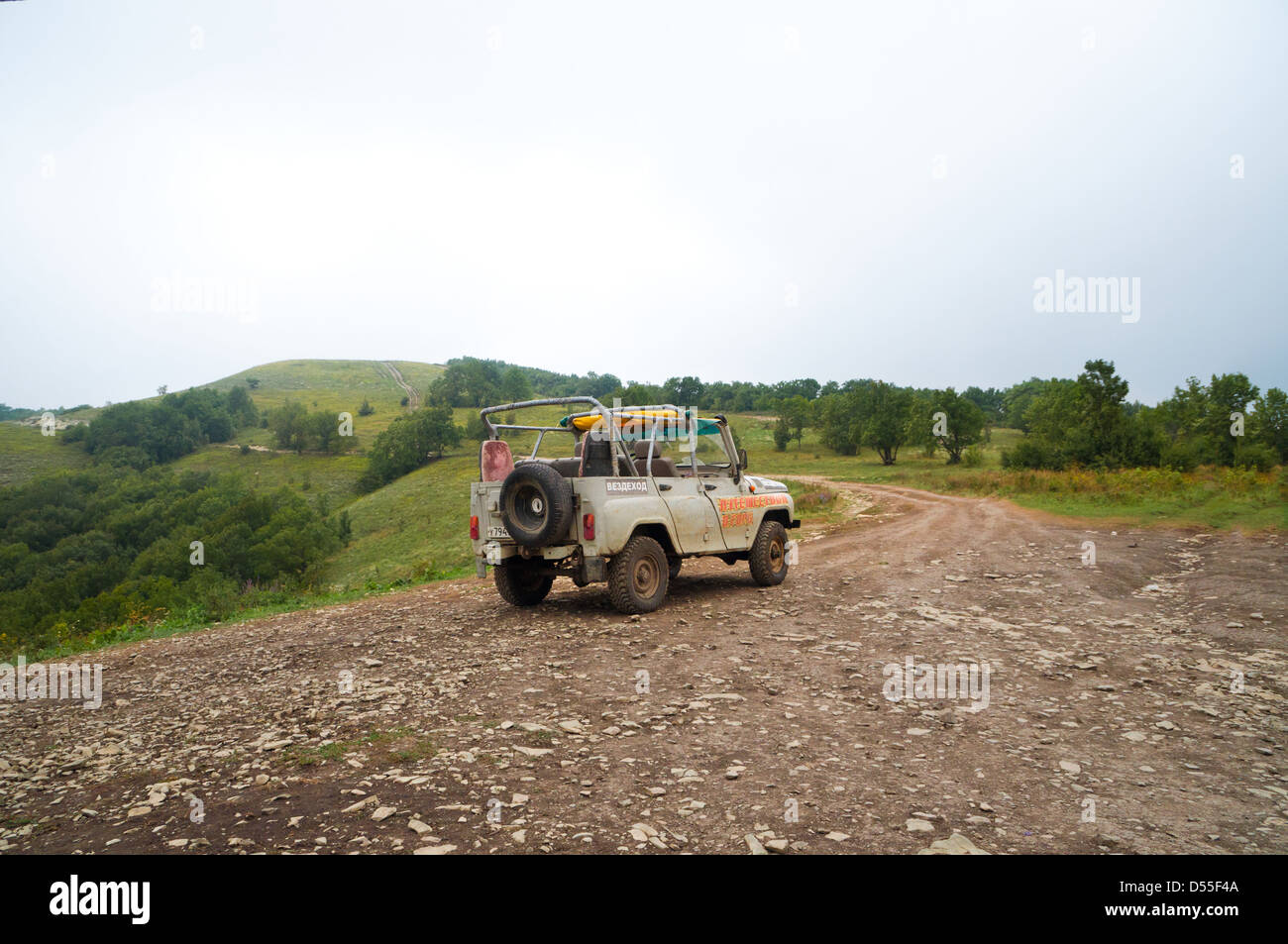Soviet and Russian suv UAZ in the mountains of the Caucasus Stock Photo ...