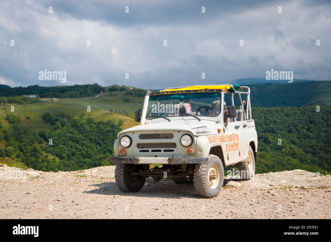 Soviet and Russian suv UAZ in the mountains of the Caucasus Stock Photo ...