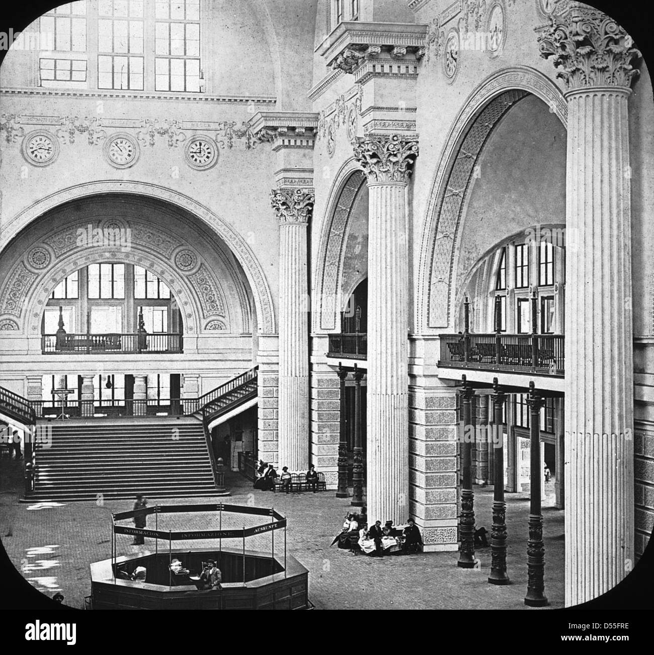 A black-and-white photograph of Terminal Station Court at the 1893 ...
