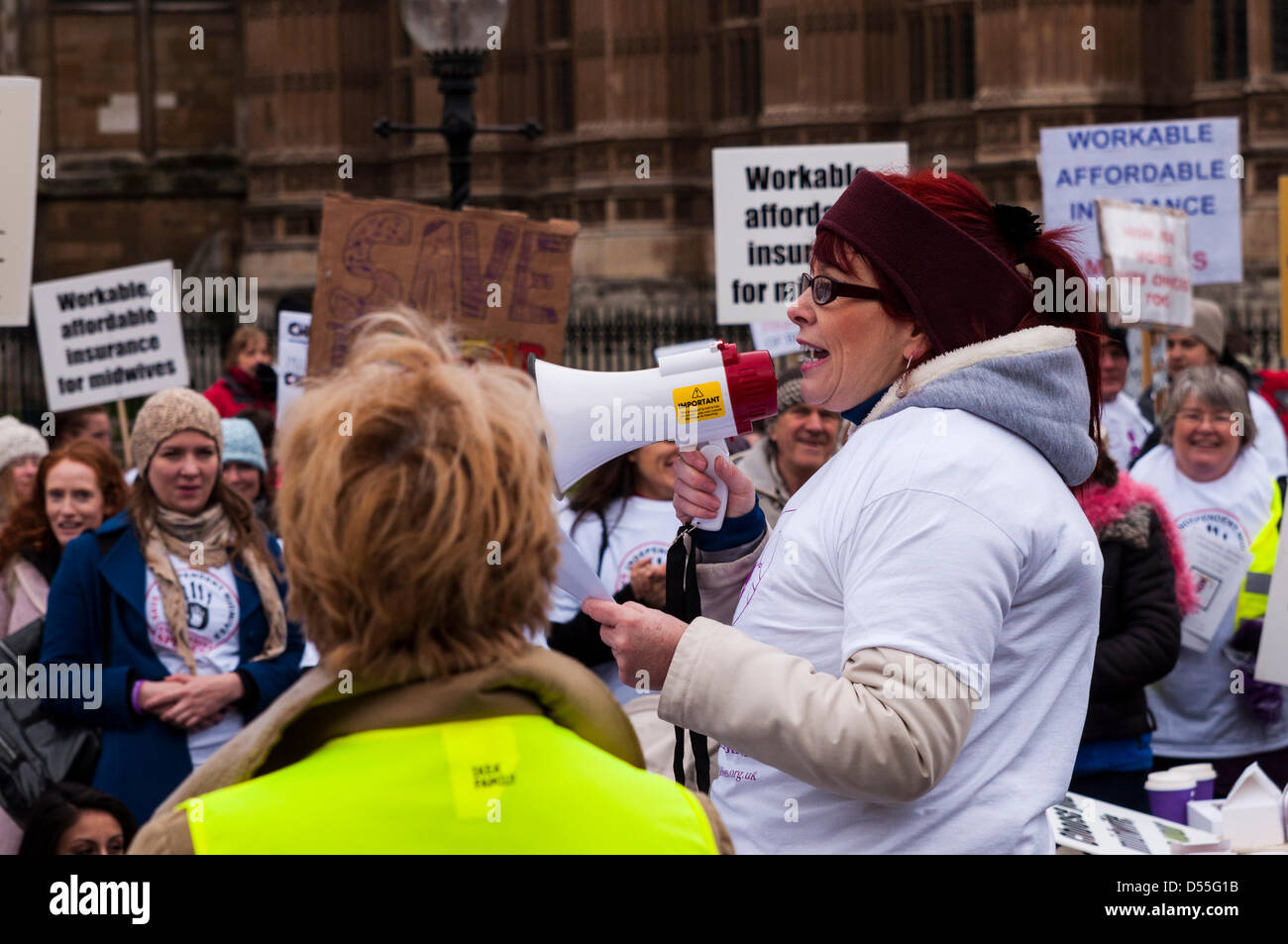 London, UK. 25th March 2013. Independent midwife speaks to a crowd ...