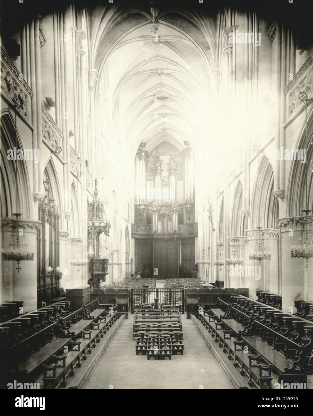 This image showcases the St. Pierre church in Caen, France, with its ...