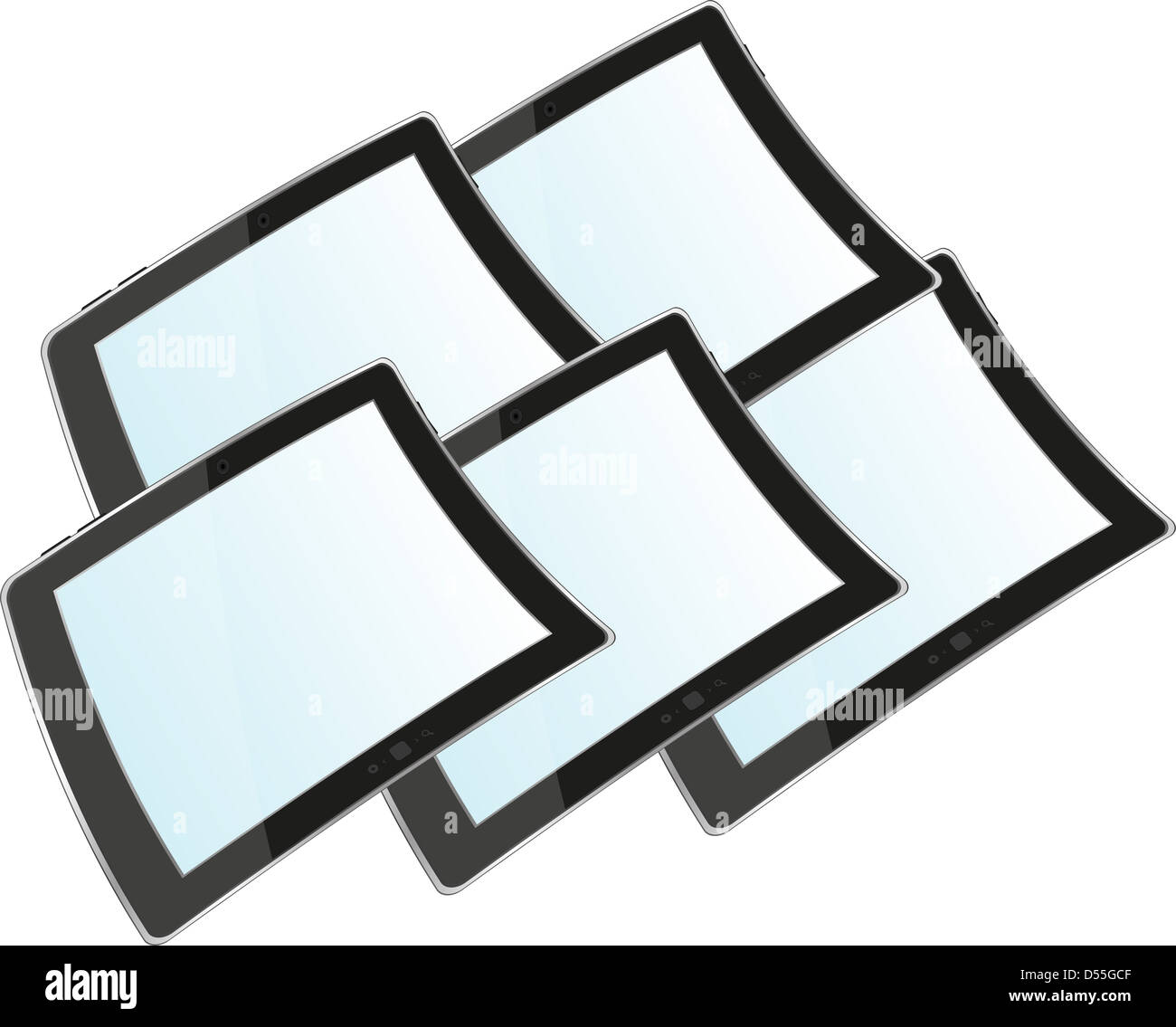 Photo-realistic illustration of different colored horizontal tablet pc ...