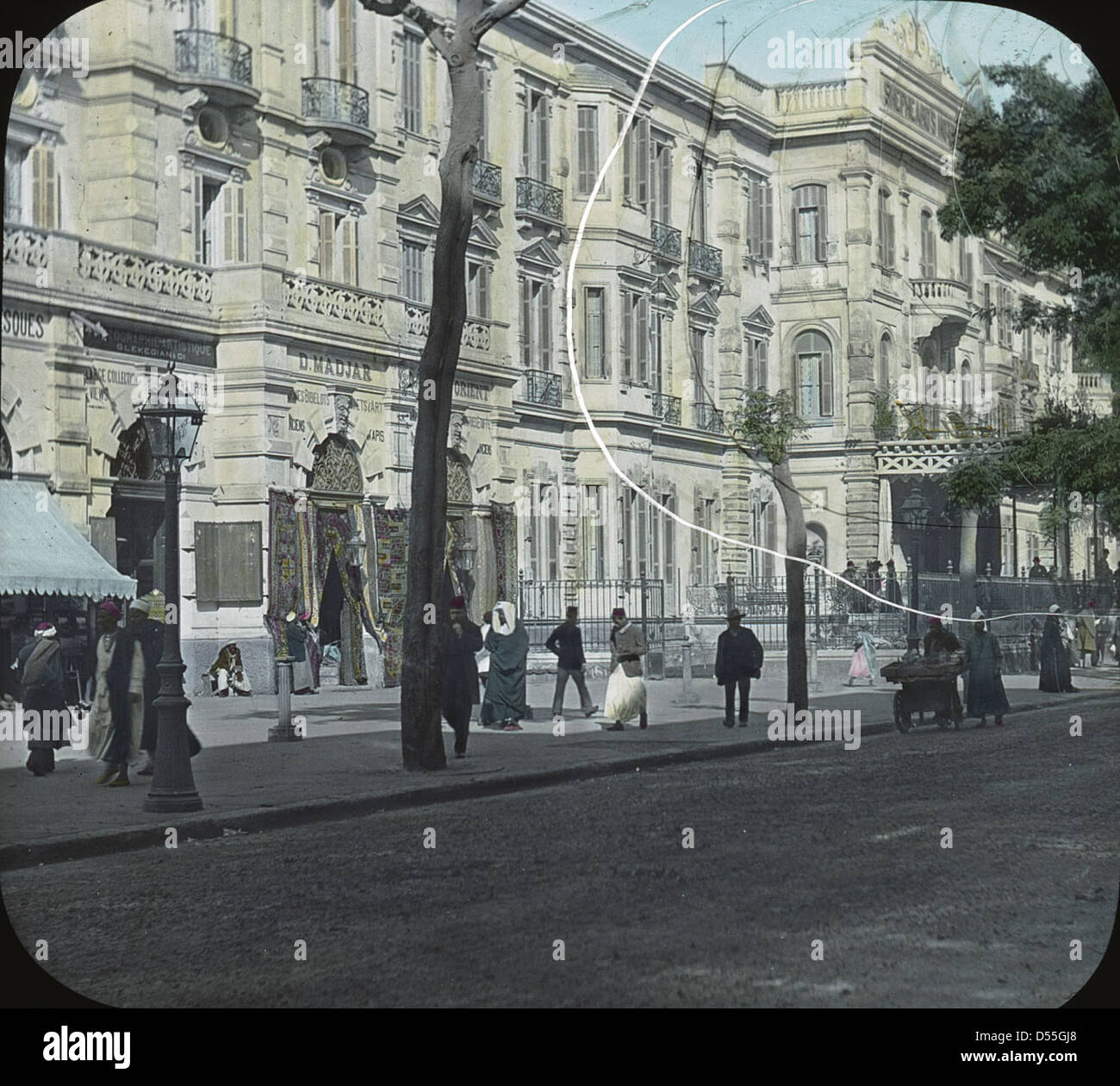 An exterior view of Shepheard's Hotel in Cairo, Egypt, as seen in a ...