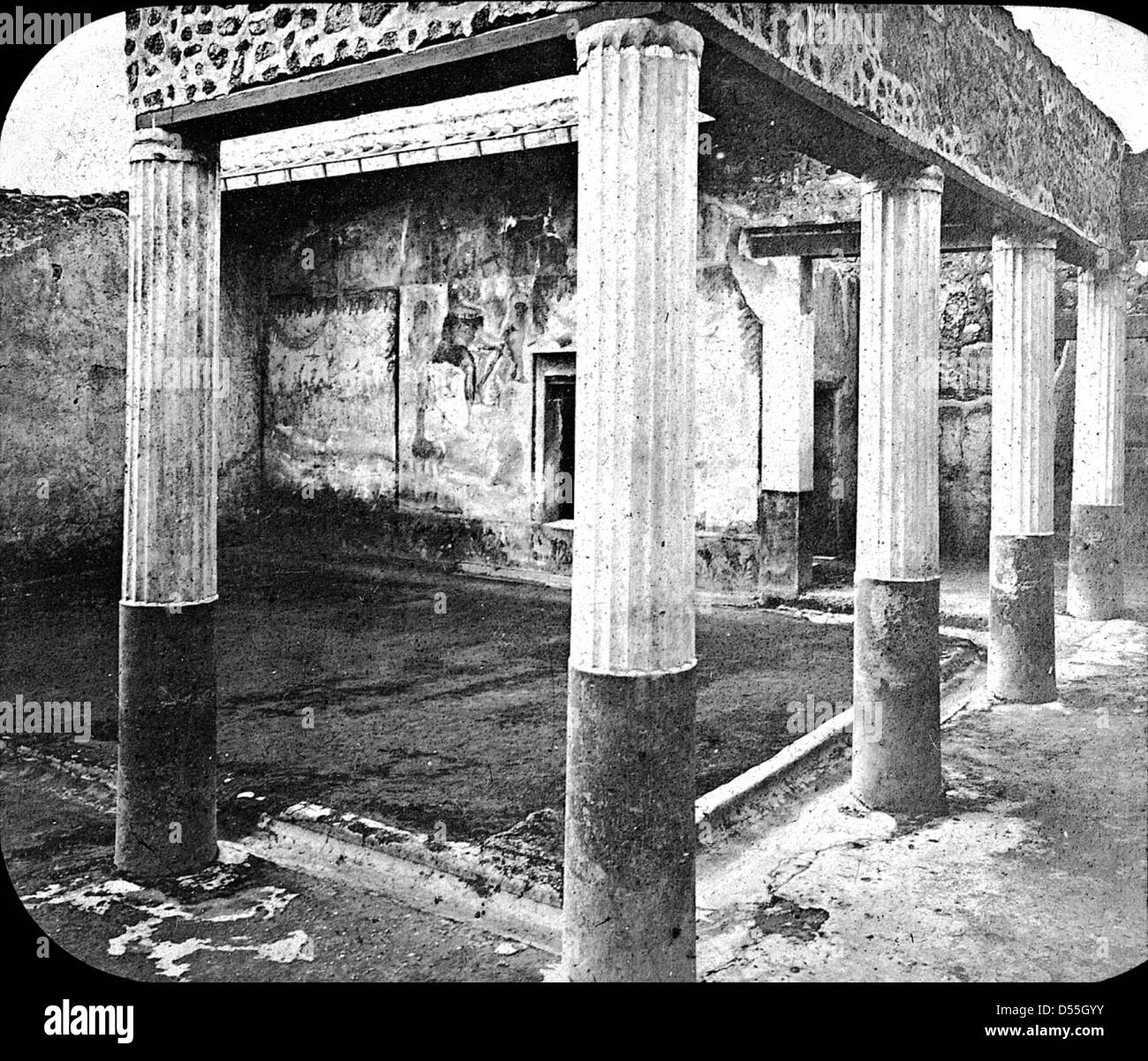 Photograph of the interior courtyard or peristyle of a house in Pompeii ...