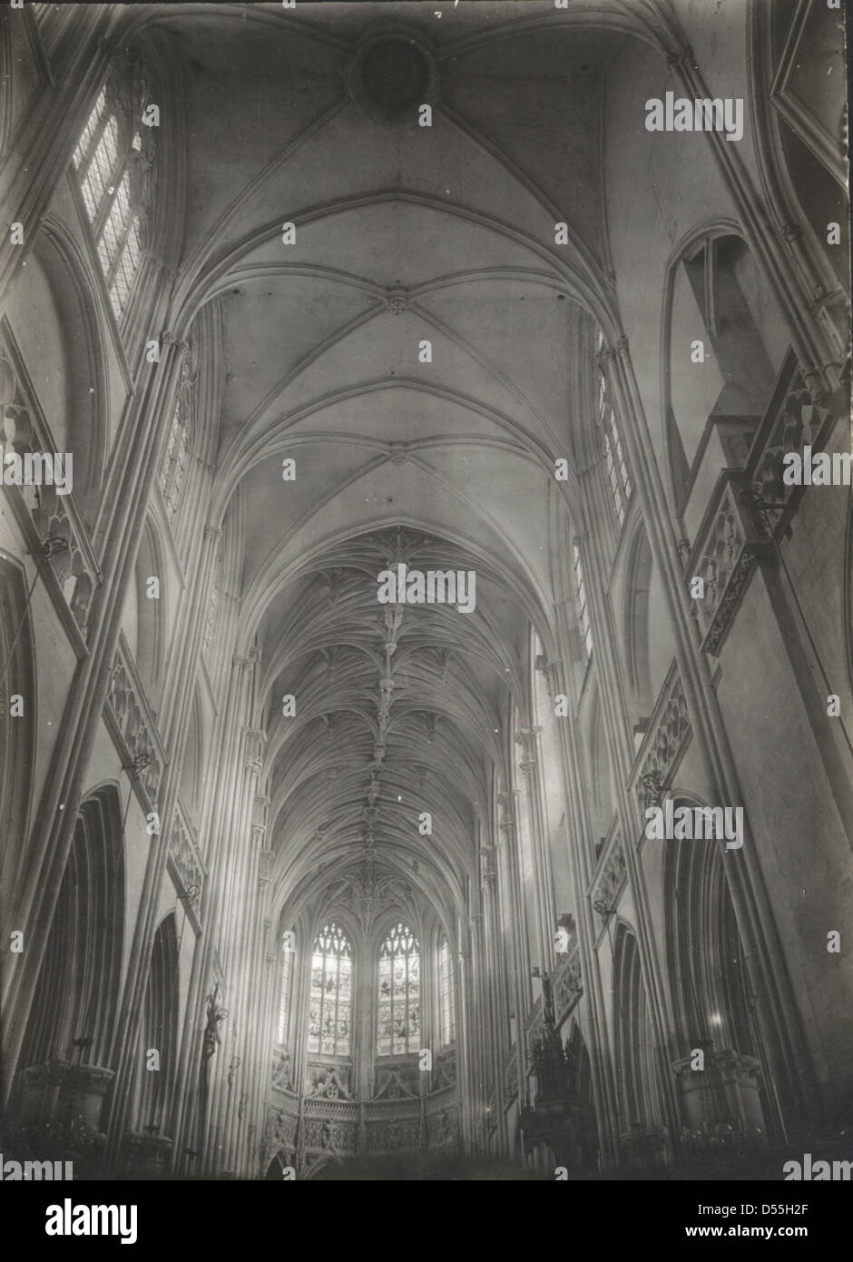 The Church of St. Pierre in Caen, France, photographed in 1903, is an ...