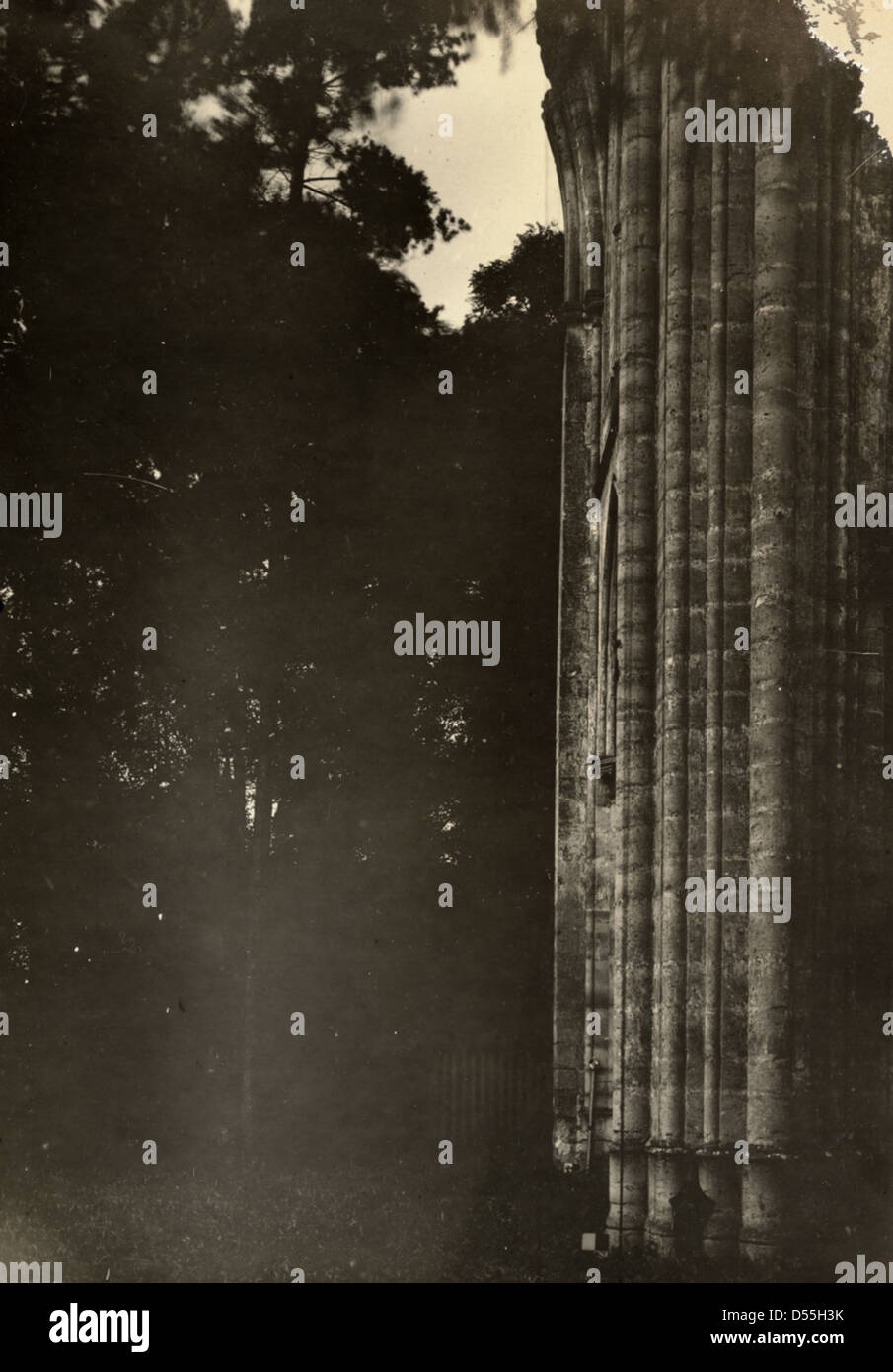 A historical photograph of the Abbey of Notre Dame in Chiry-Ourscamp ...