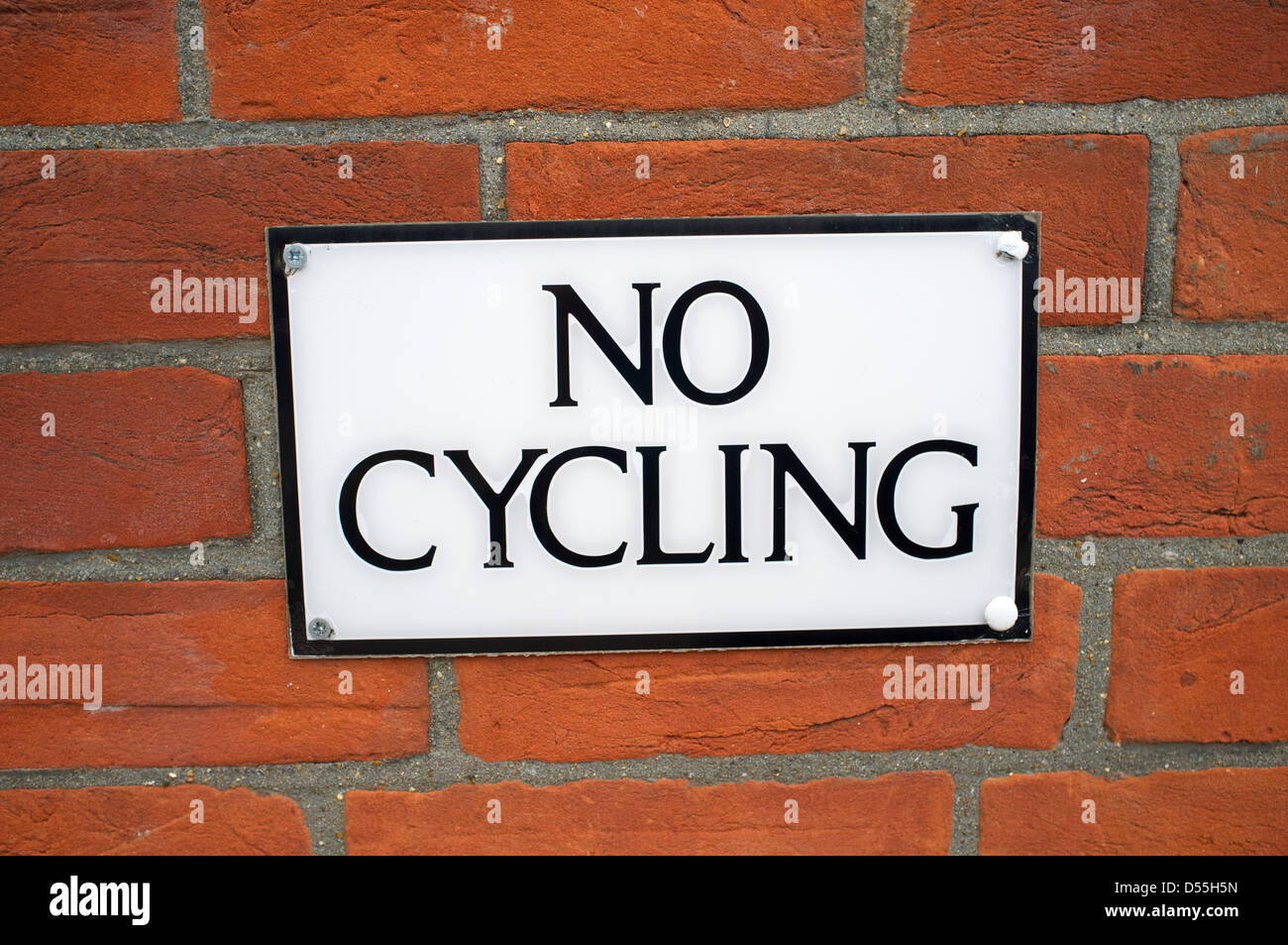 No cycling sign (UK Stock Photo - Alamy