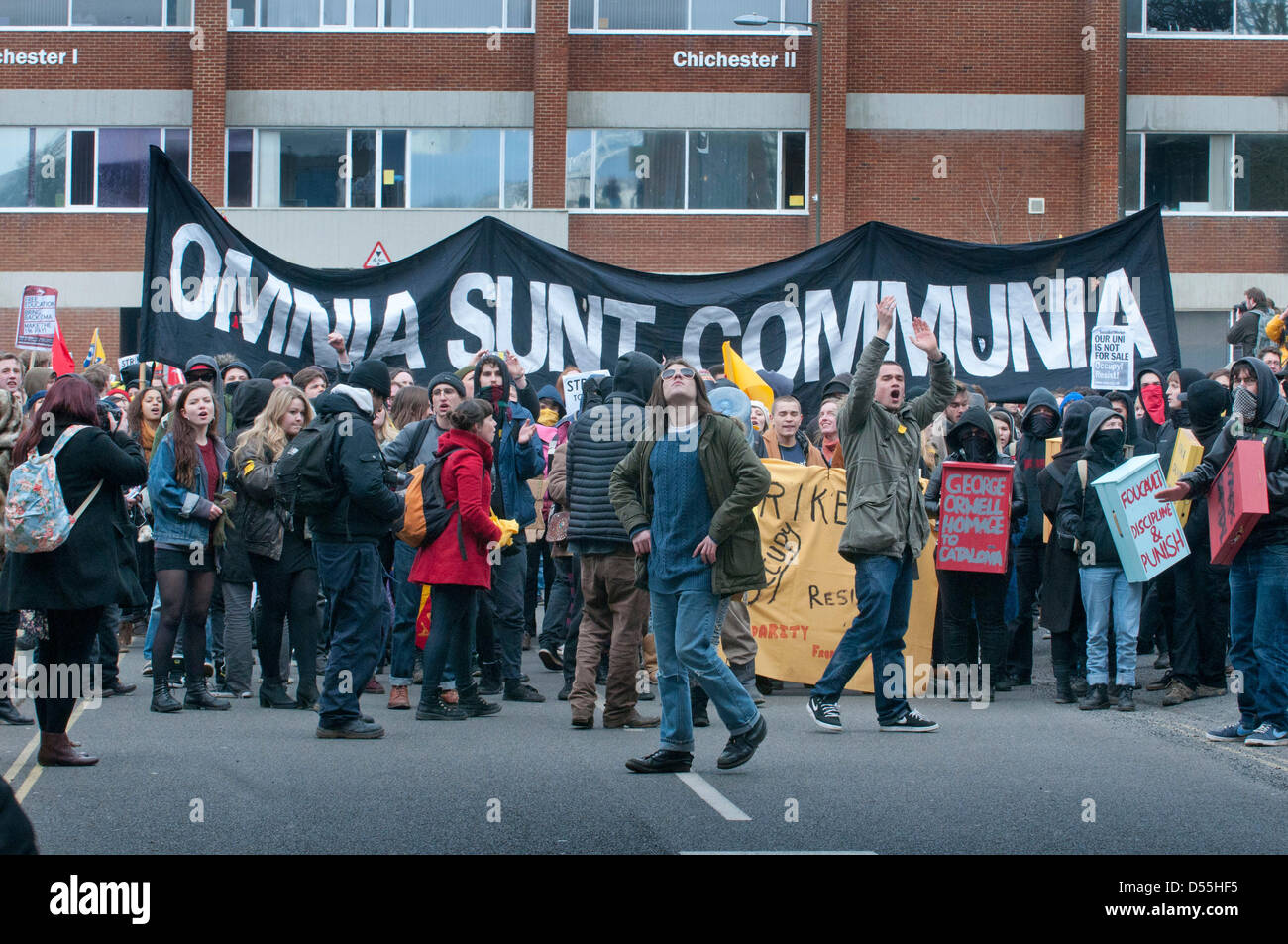 Brighton, UK. 25th March, 2013. A peaceful protest at the University of ...