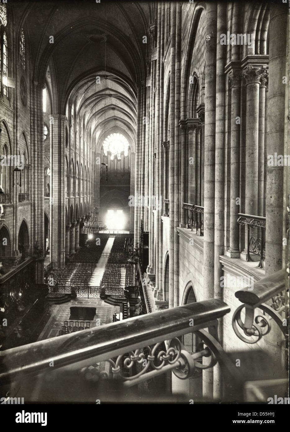 A historical image of Notre Dame Cathedral in Paris, France, captured ...