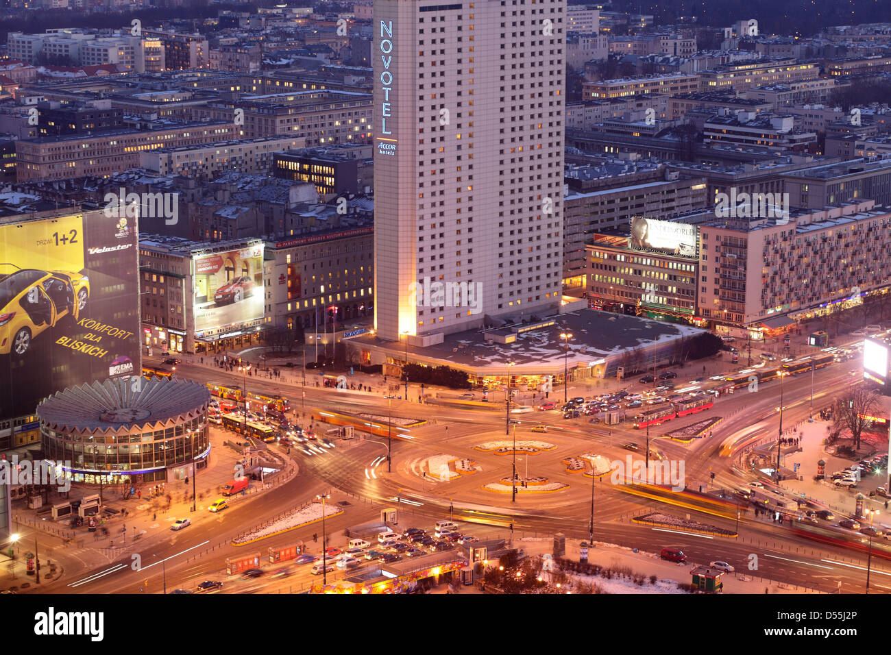 Warsaw, Poland, Rondo Romana Dmowskiego downtown Stock Photo - Alamy