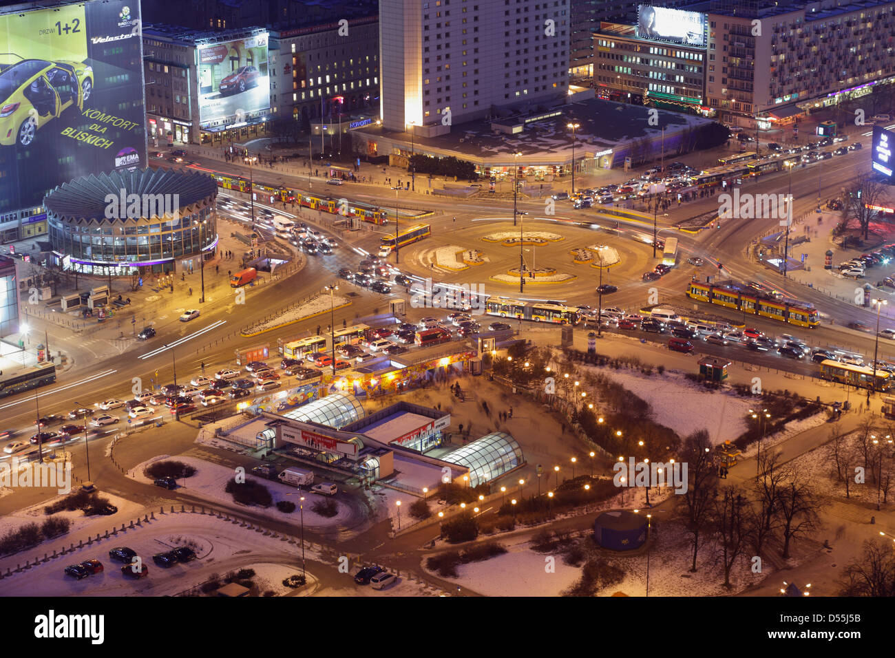 Warsaw, Poland, Rondo Romana Dmowskiego downtown Stock Photo - Alamy