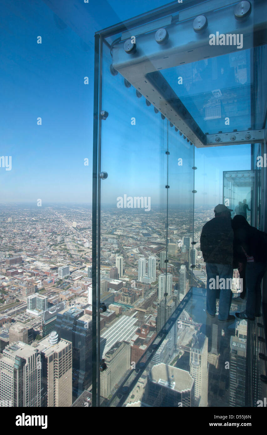 TOURISTS OBSERVATION DECK OF WILLIS TOWER CHICAGO ILLINOIS USA Stock ...