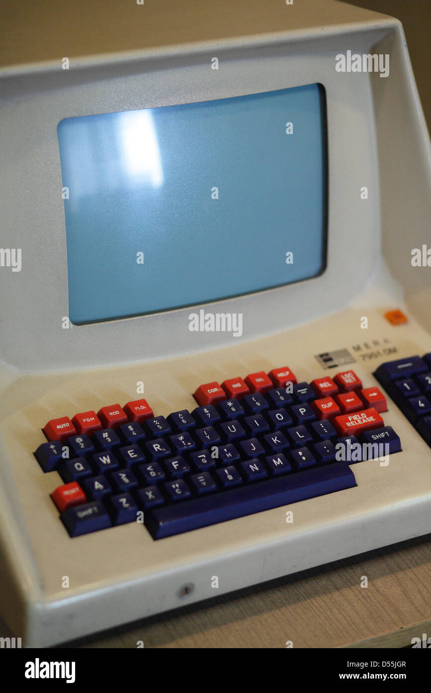 Warsaw, Poland, a MERA 7951 OM computer with monitor and keyboard Stock ...