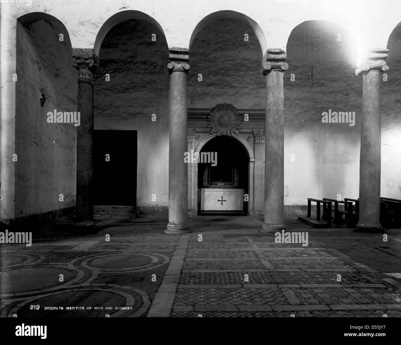 A photograph from 1895 depicting the Church of S. Saba in Rome, Italy ...