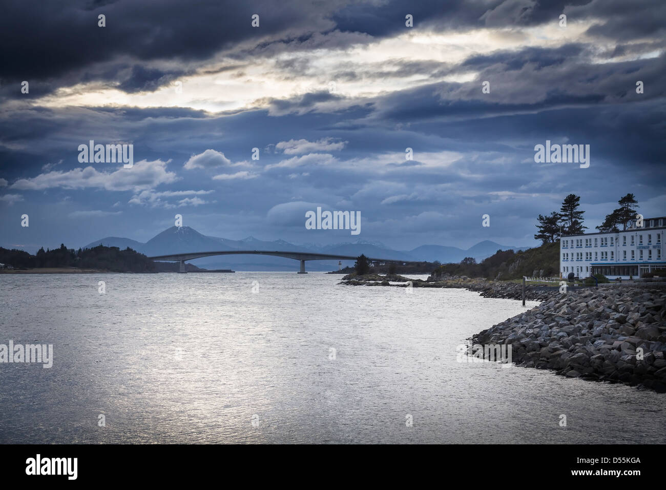 Dusk over Loch Alsh and the Skye Bridge, Kyle of Lochalsh, West ...