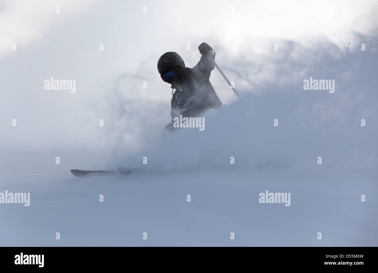 Man deep powder skiing hi-res stock photography and images - Alamy