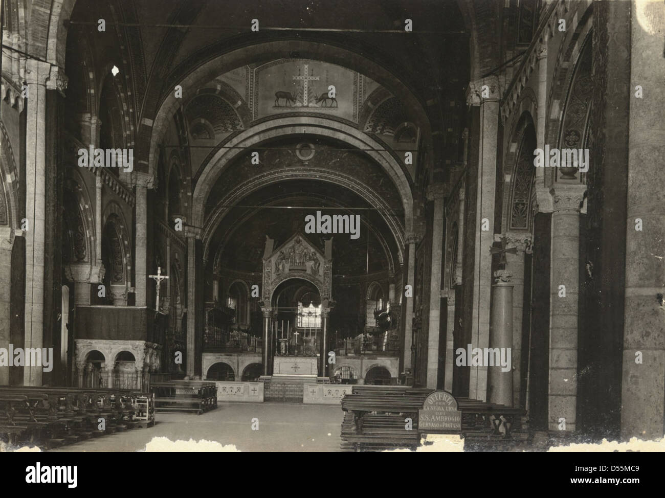 A historical photograph of the Basilica of St. Ambrogio in Milan, Italy ...