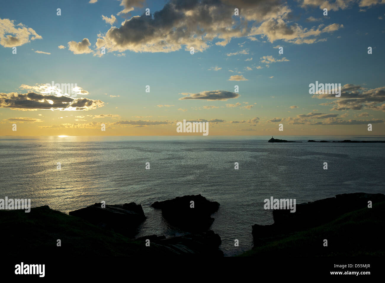 Sunset over the Atlantic Ocean from town of Bonavista Newfoundland ...