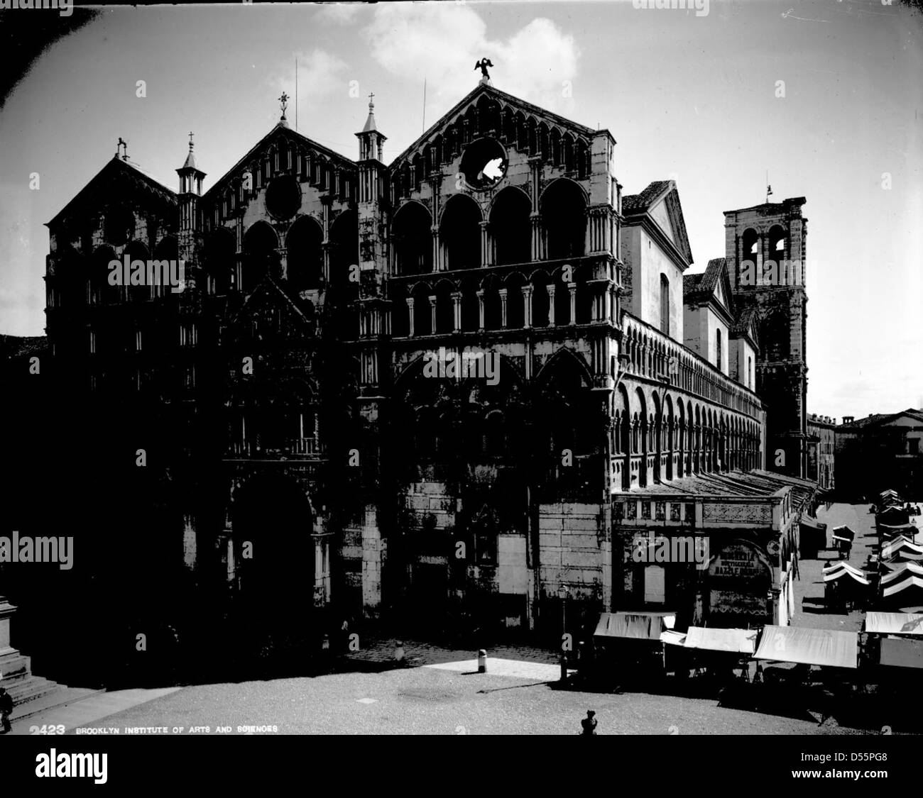 This photograph shows the cathedral in Ferrara, Italy, dating back to ...