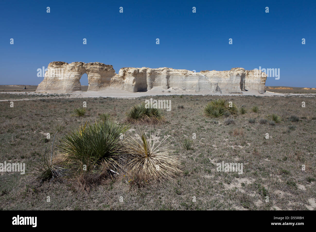 Rock formations on a landscape, Monument Rocks, Gove County, Kansas ...