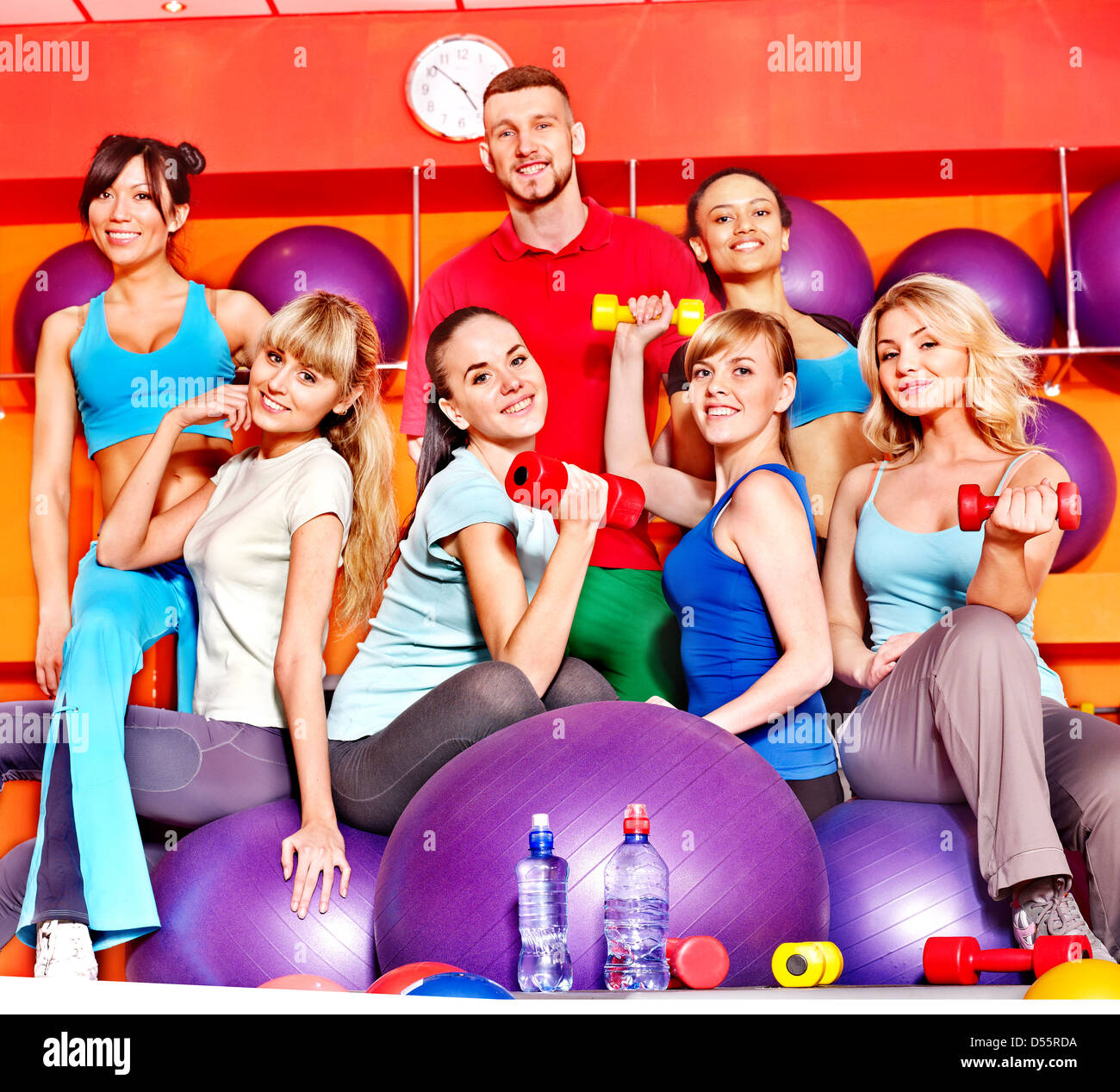 Group women in aerobics class Stock Photo - Alamy
