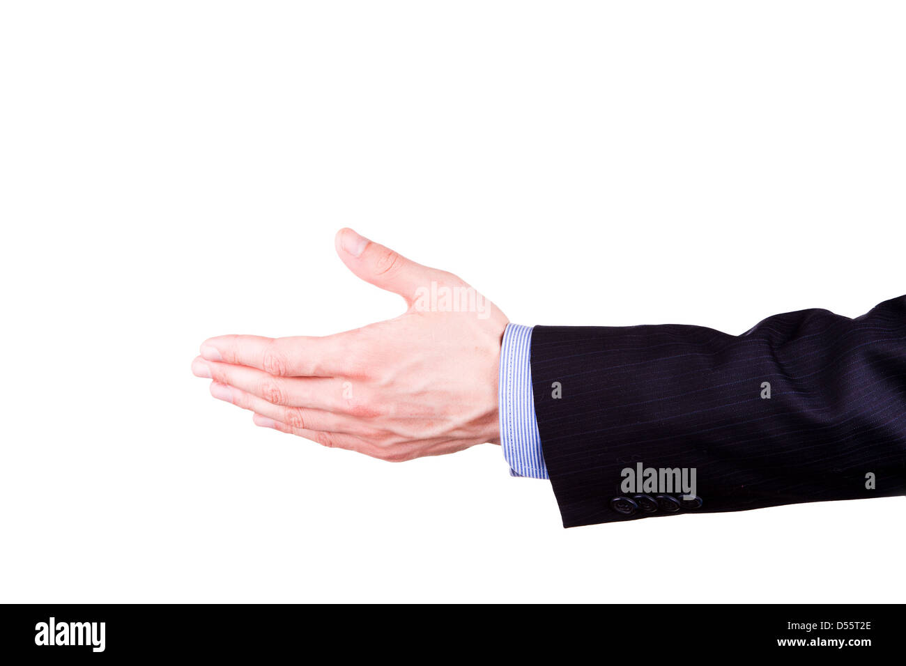 Male hand stretching for handshake isolated on white Stock Photo - Alamy