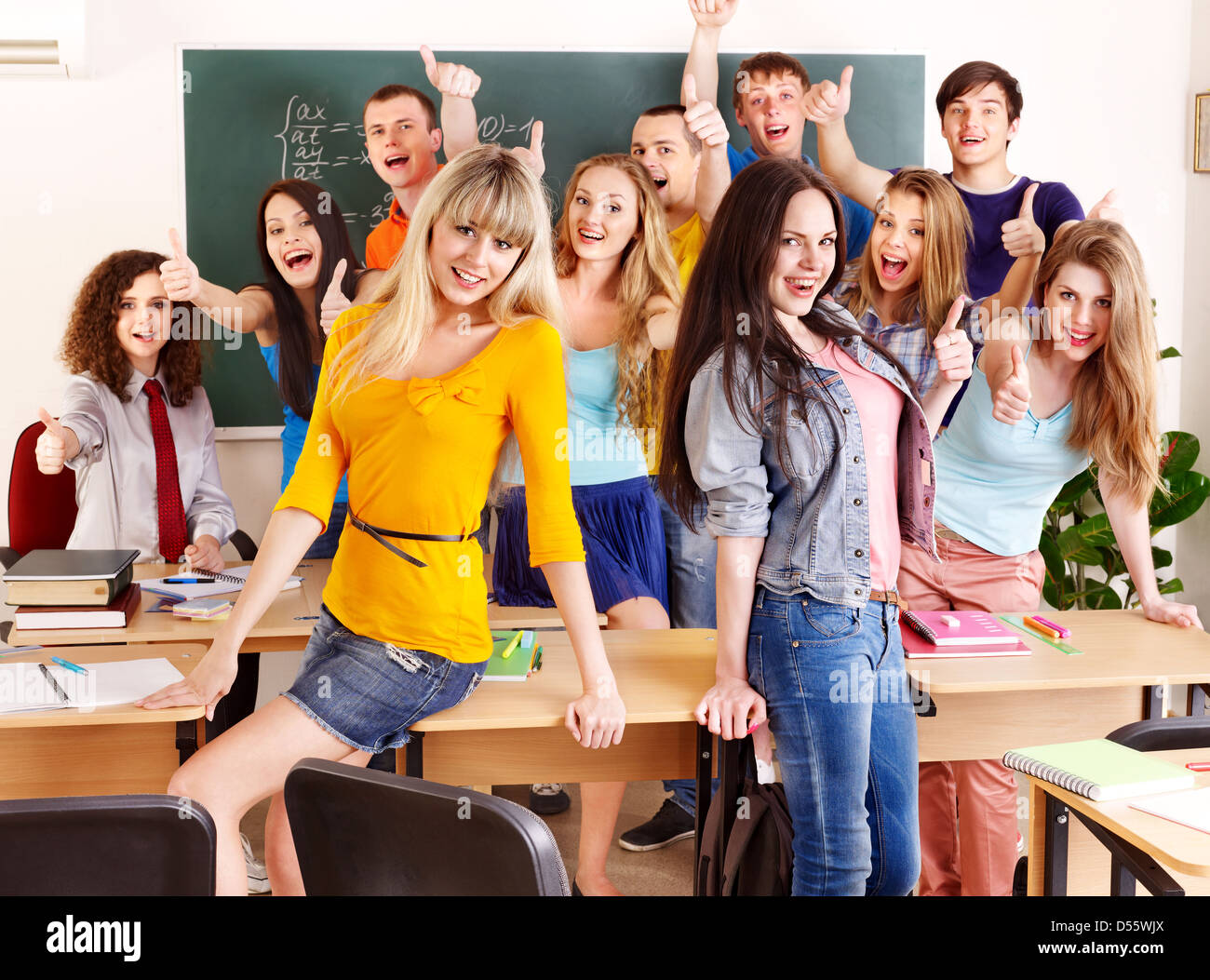 Group student with notebook isolated Stock Photo - Alamy