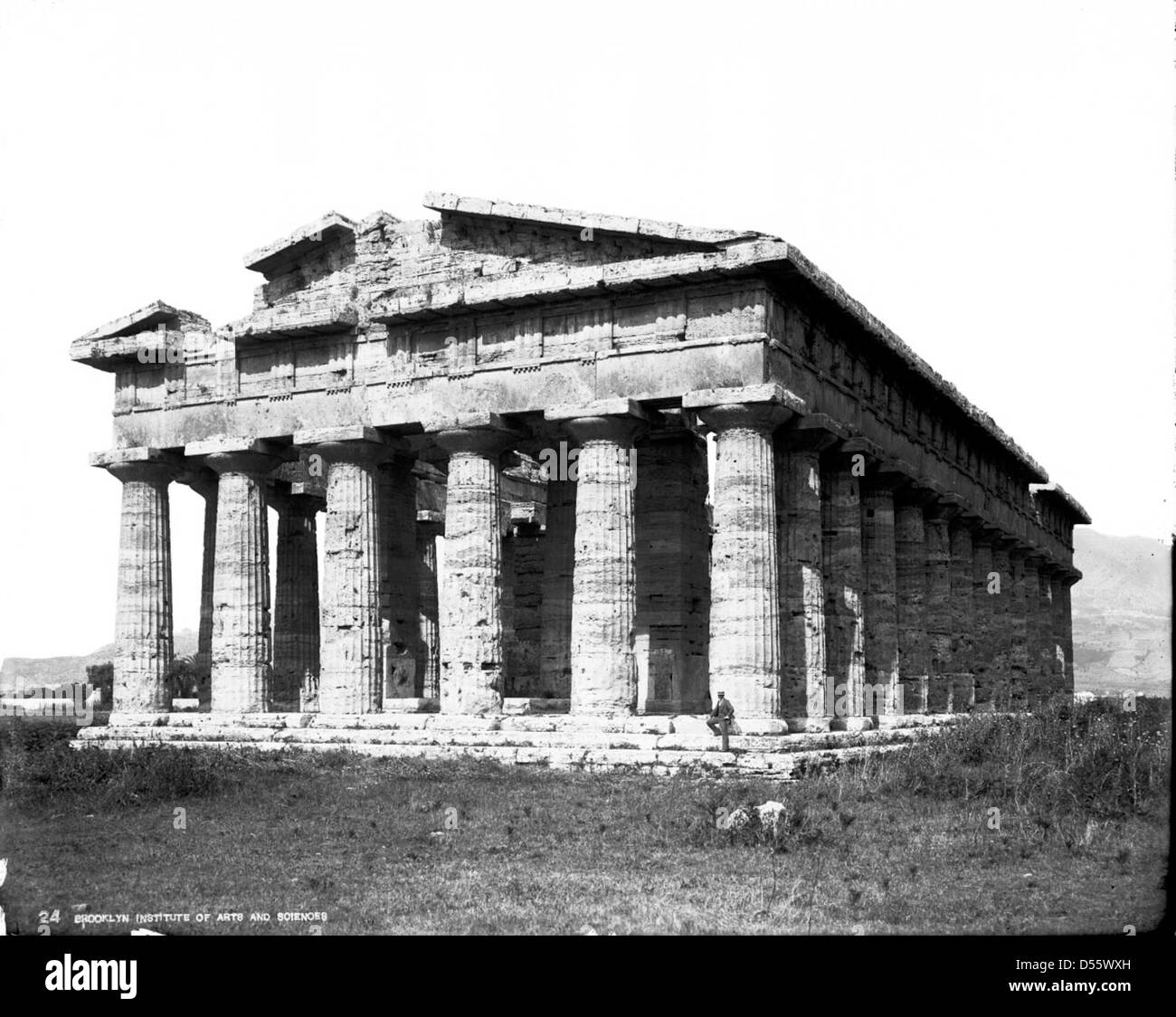 An 1895 photograph of the Neptune Temple in Paestum, Italy, a well ...