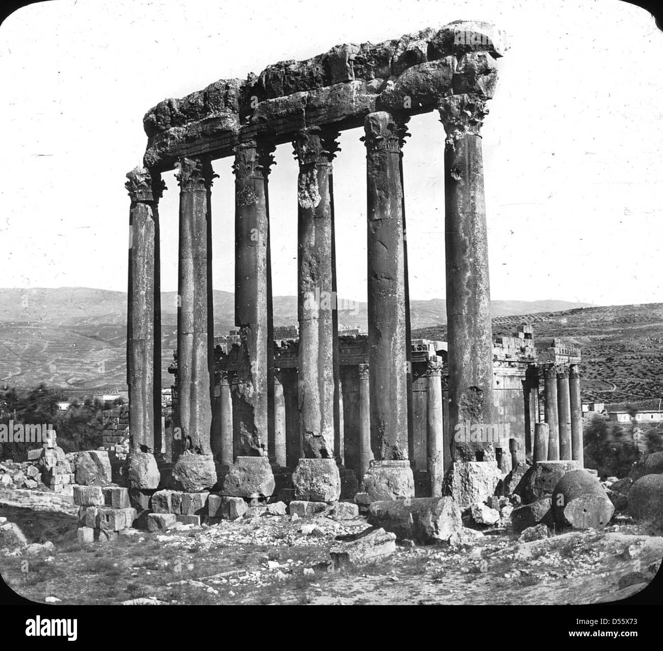 This image showcases the Corinthian columns at Baalbek in Syria (modern ...