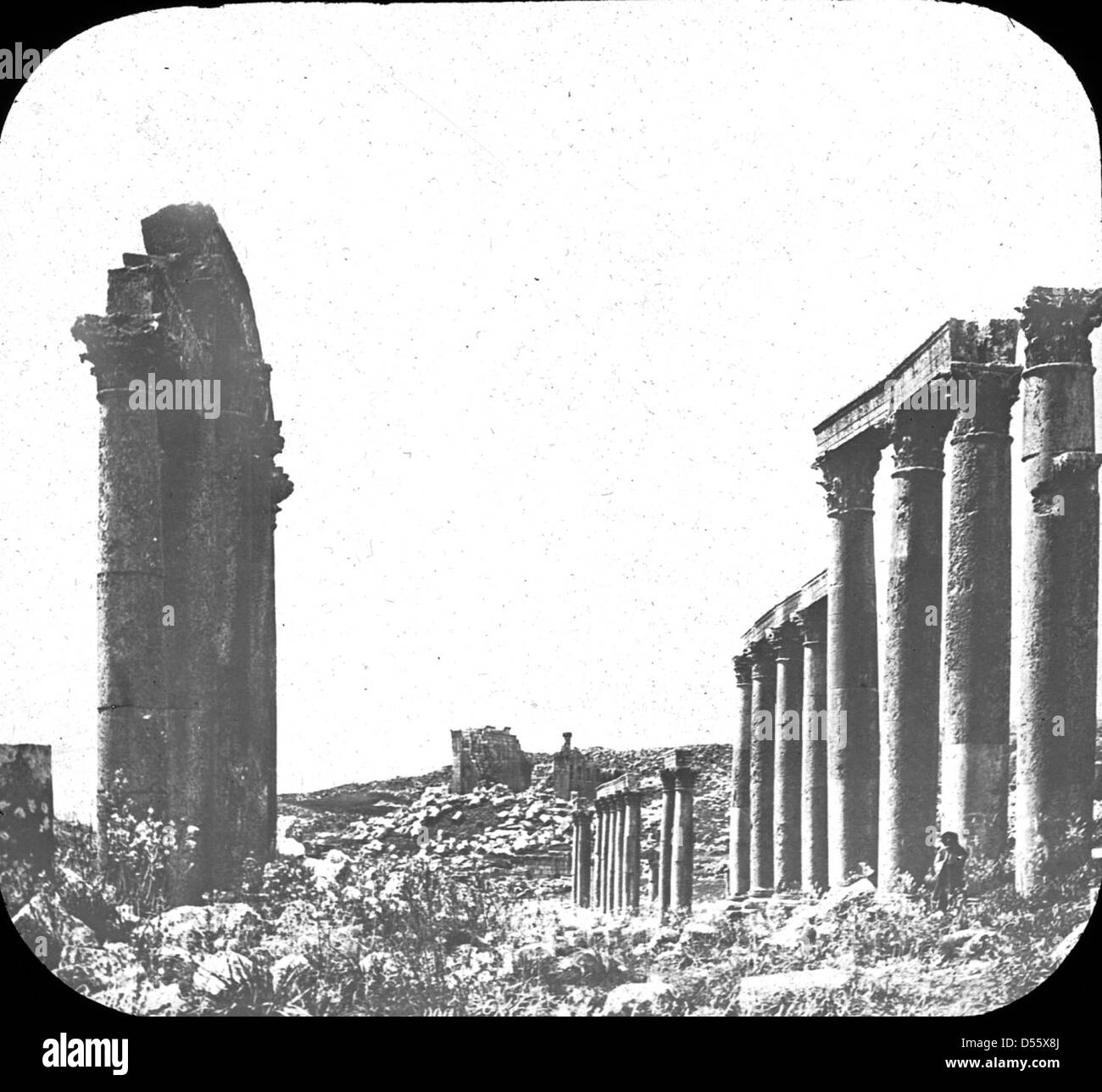 A photograph capturing the Roman ruins of Gerash, located in East ...