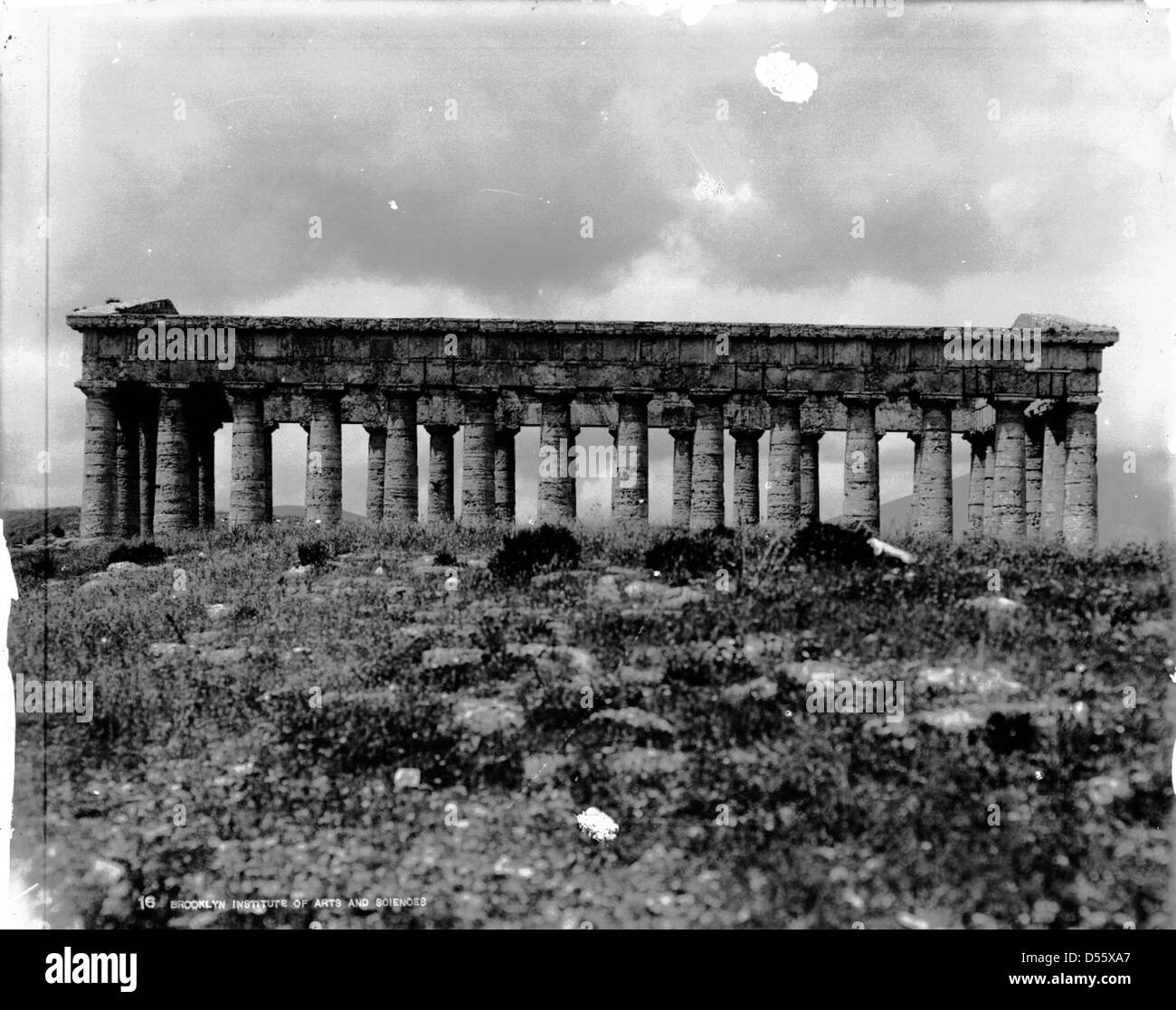 A photograph of the ancient Temple of Egesta, located in Egesta, Italy ...